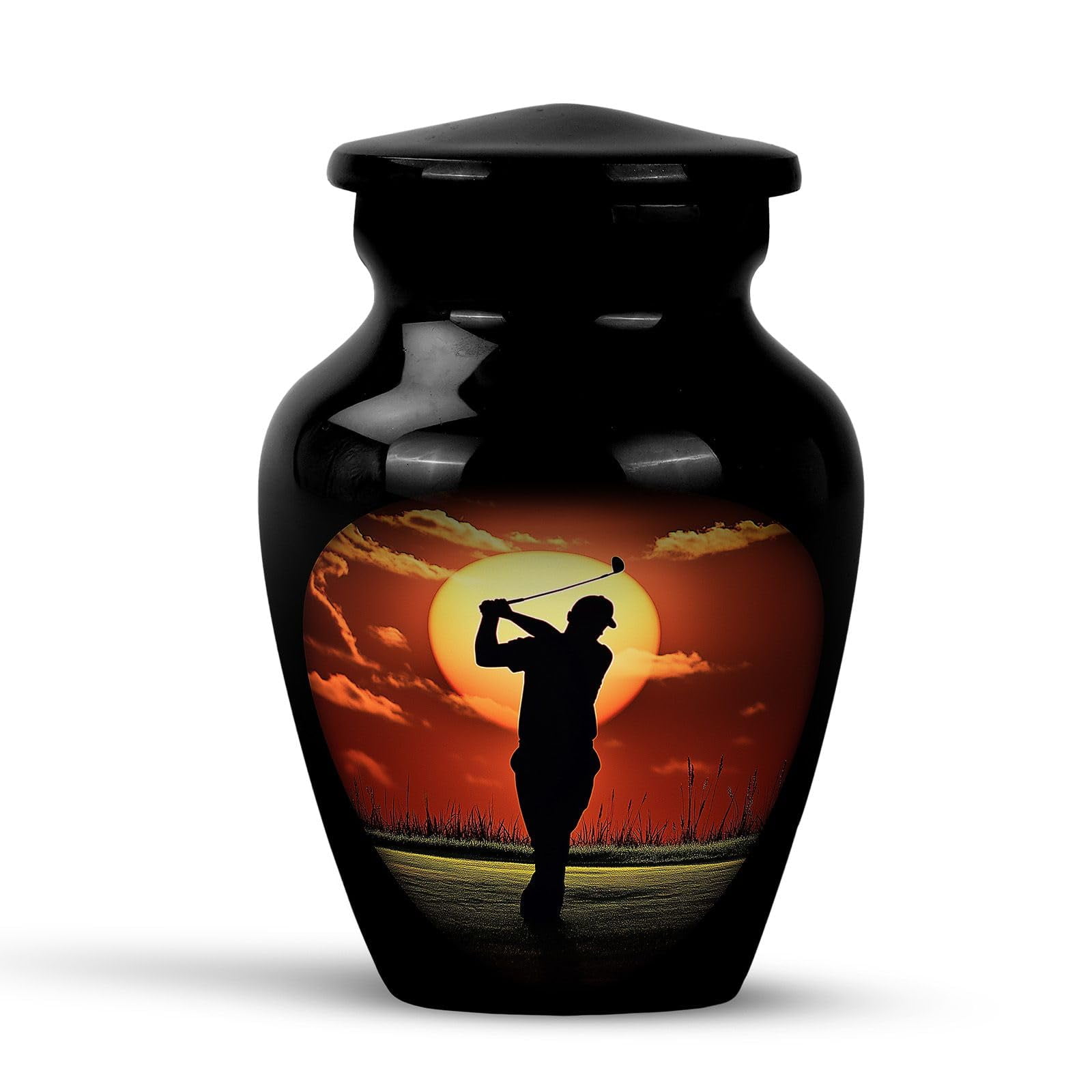 KARYLIZ Golf Small Urn for Dad - Mom Mini Funeral Urn - Sunset Keepsake ...