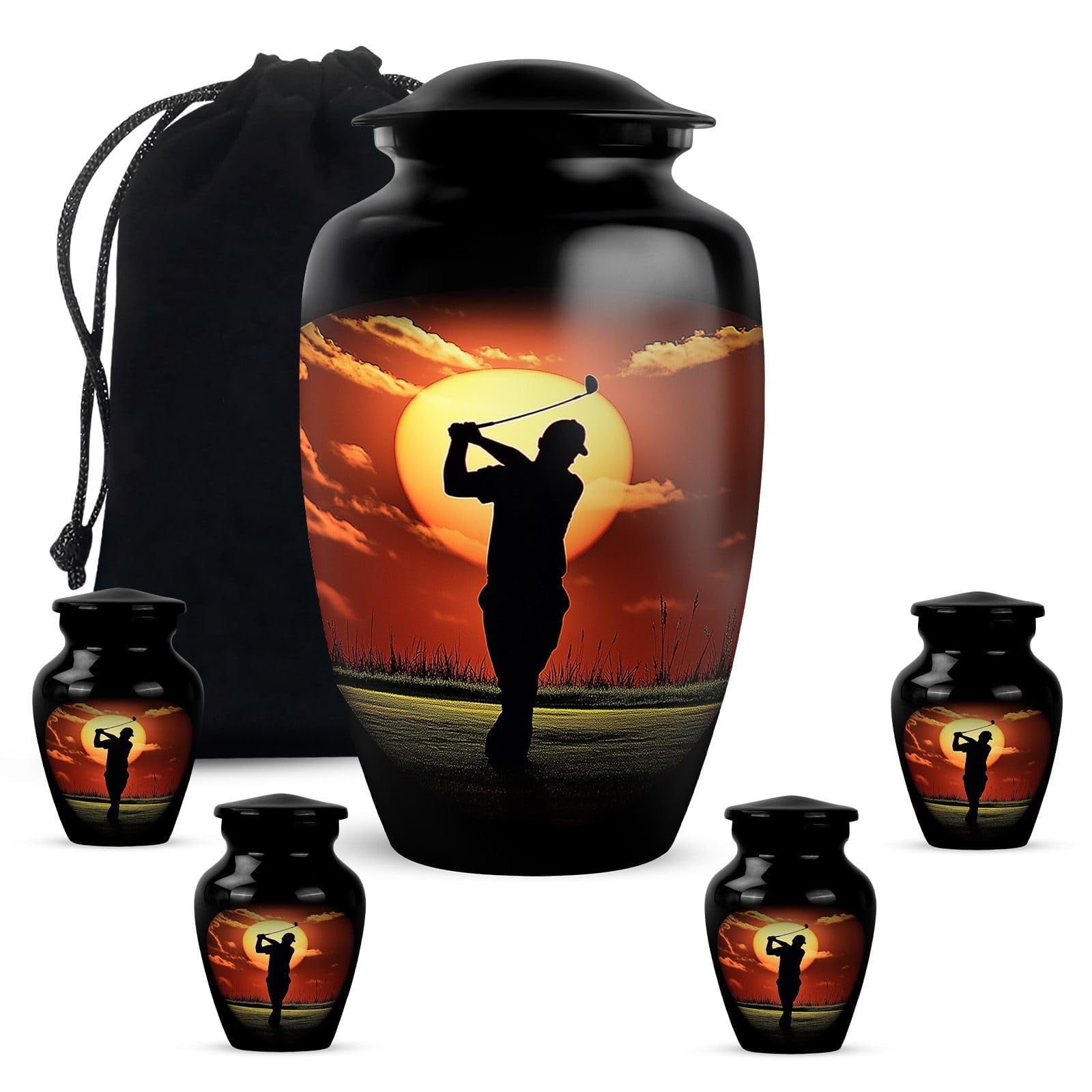 KARYLIZ Golf Urns for Ashes Combo of 5 – 10 Inch Sunset Burial Urn for ...