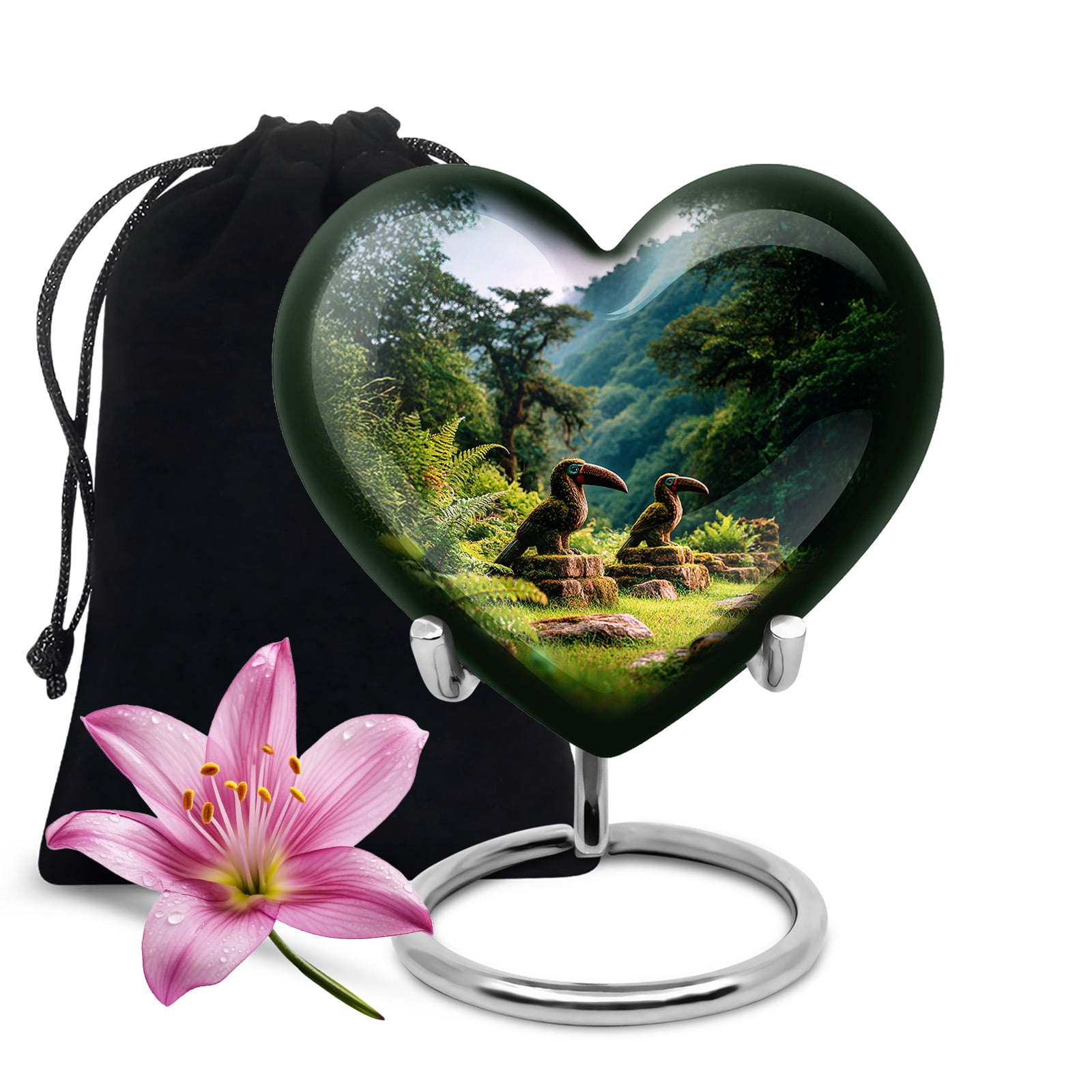 KARYLIZ Hornbil Heart Shaped Cremation Urns - Forest Ashes Holder for ...