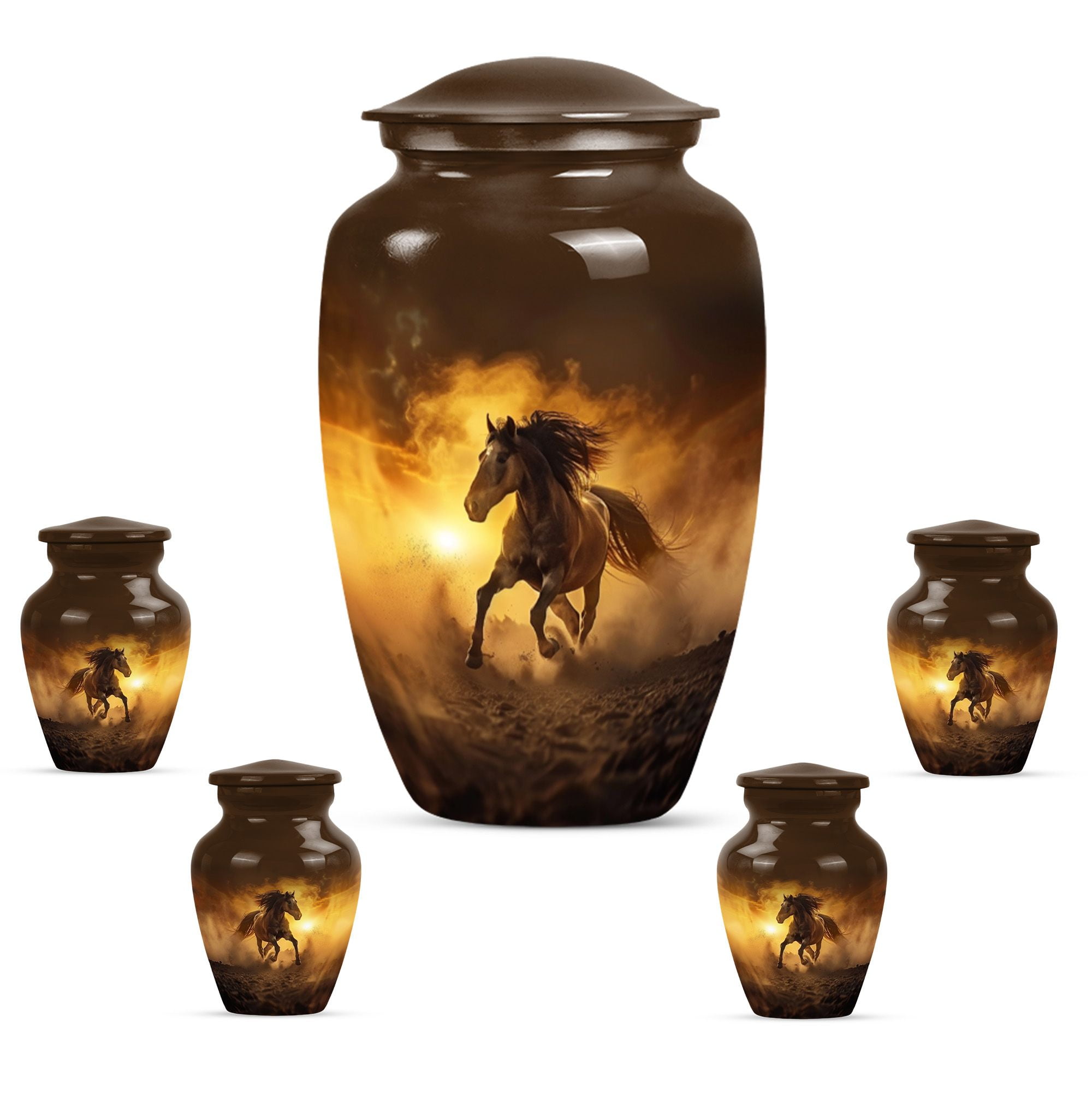 KARYLIZ Horse Keepsake for Ashes - Wild Stallion at Sunset Set of 5 ...