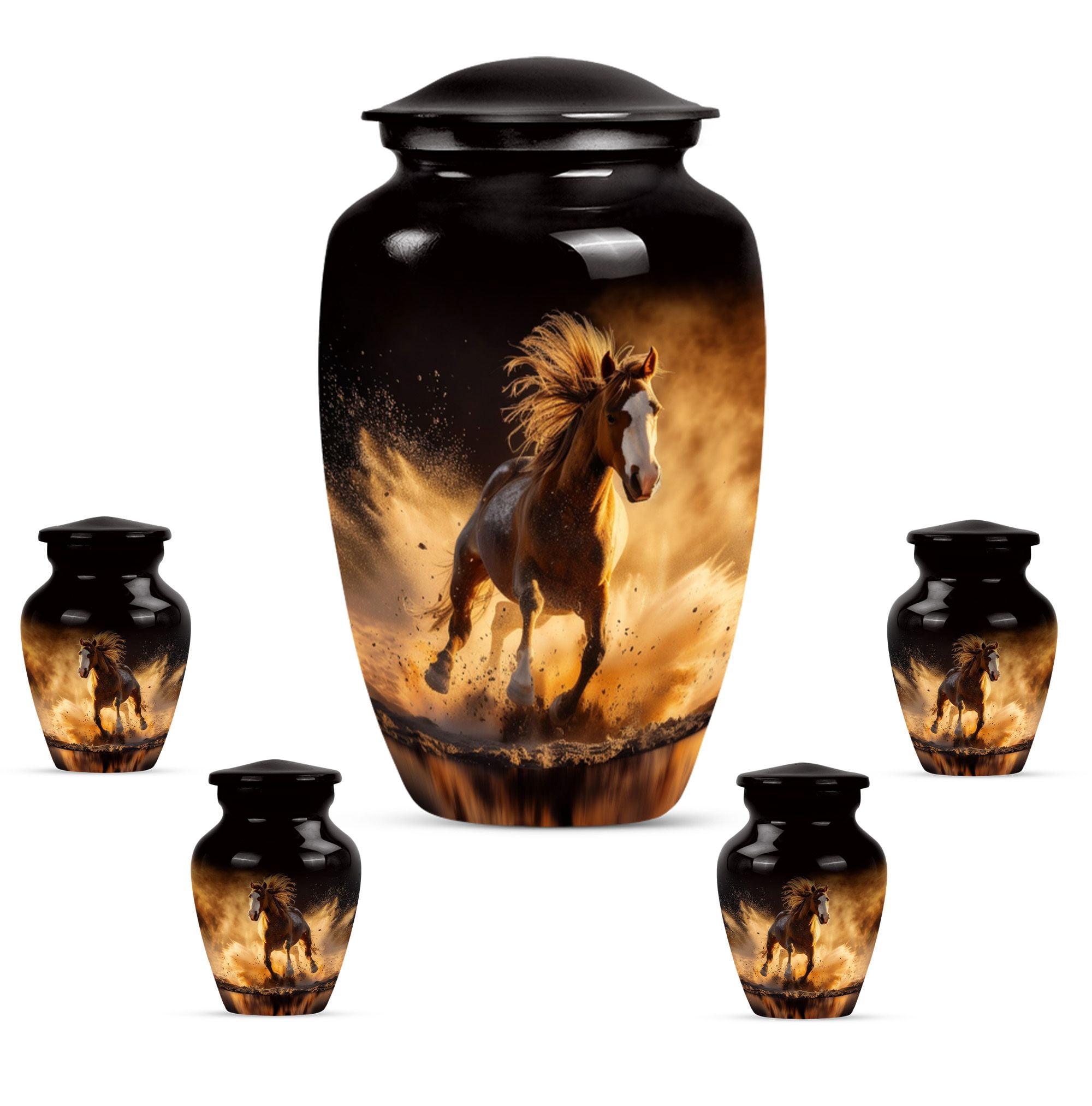 KARYLIZ Horse Memorial Keepsakes for Ashes - Majestic Horse in Golden ...