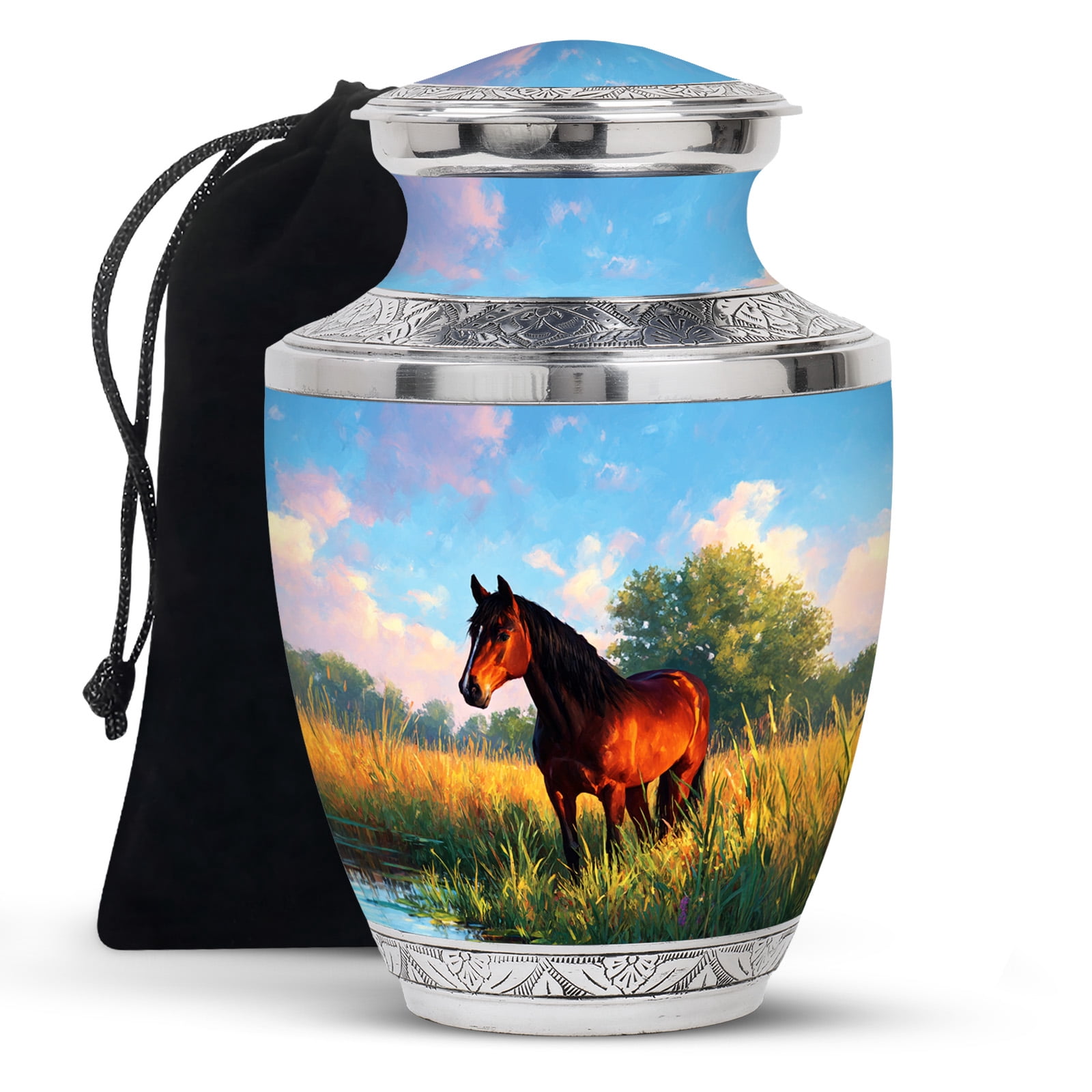 KARYLIZ Horse Urn Cremation for Ashes - Blue Urn For Human Ashes Adult ...