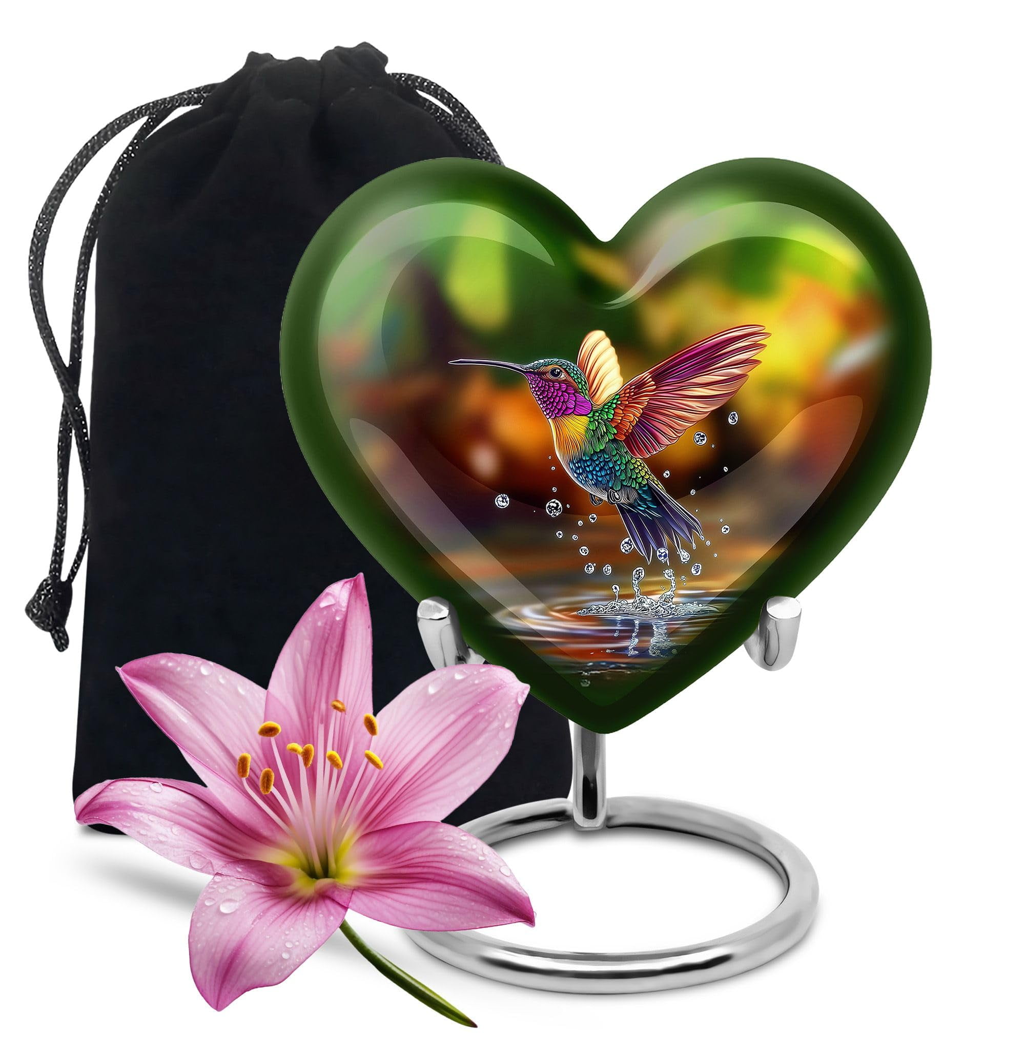 KARYLIZ Hummingbird Large Funeral Urn for Ashes Adult Female Dad - Ash Urns for Humans - Heart ...