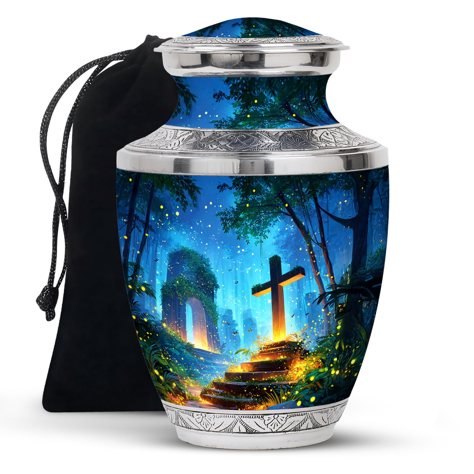 KARYLIZ Jesus Cross Urns For Human Ashes Large Adult - Ocean Blue Cremation Urns For Human Ashes ...