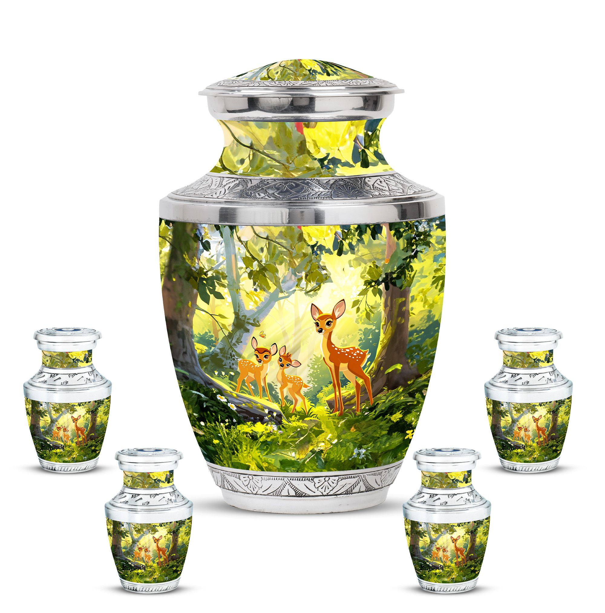 KARYLIZ Large Deer Urns for Human Ashes - Green Cremation Urn for Ashes ...