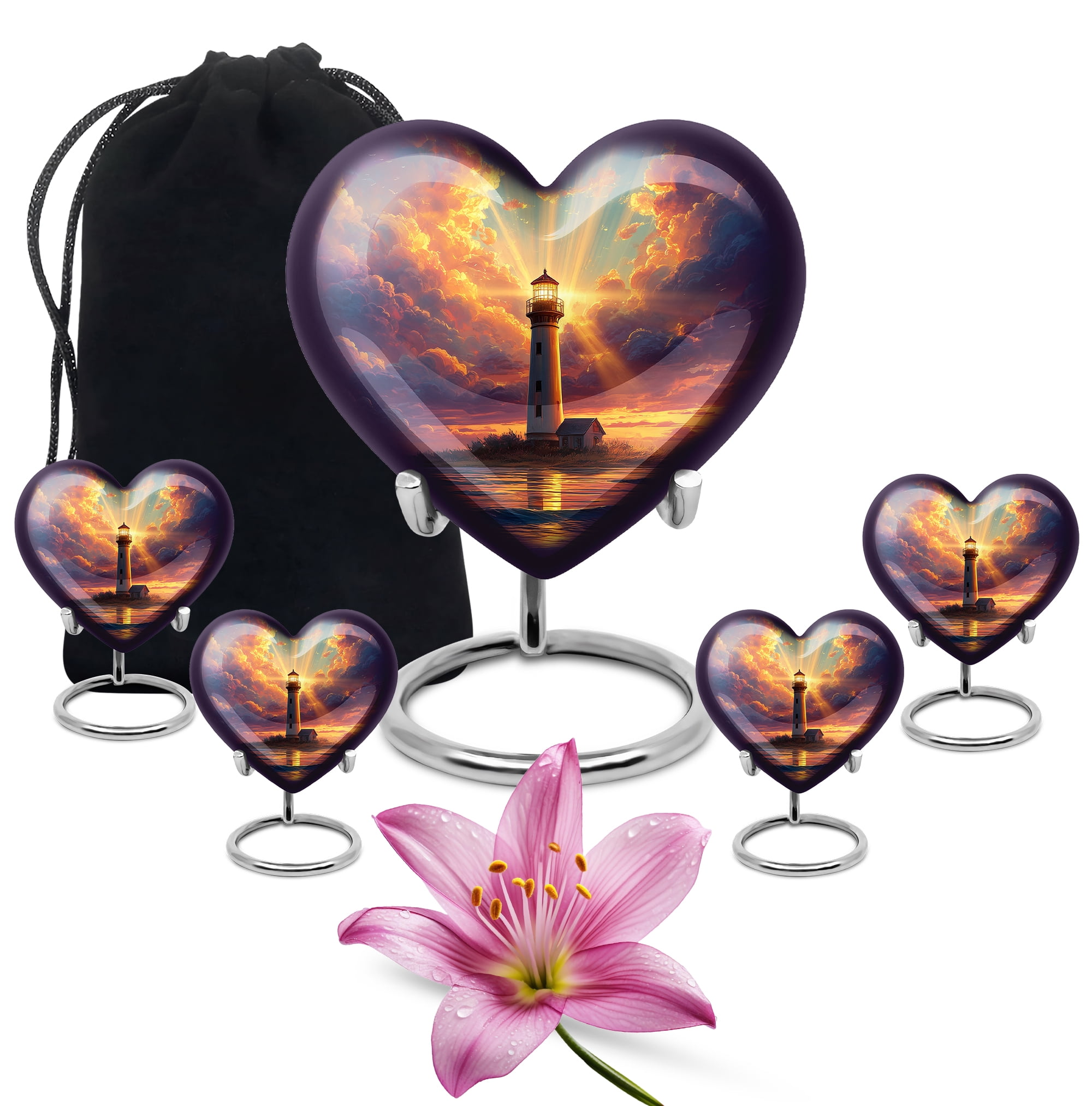 KARYLIZ Lighthouse Small Urns For Human Ashes Keepsake, Heart Cremation ...