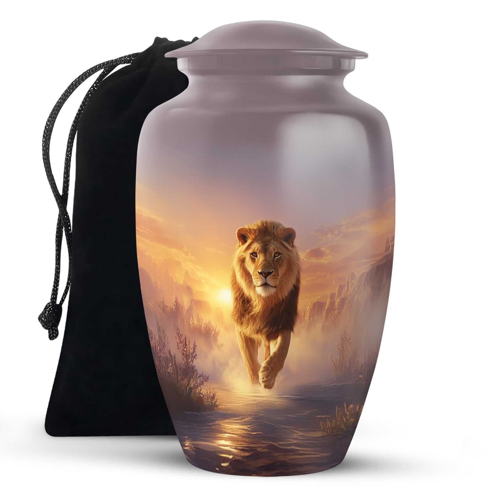 KARYLIZ Lion Funeral Urns For Women & Men - Cremation Urn For Ashes Adult Male - Large Urns For ...