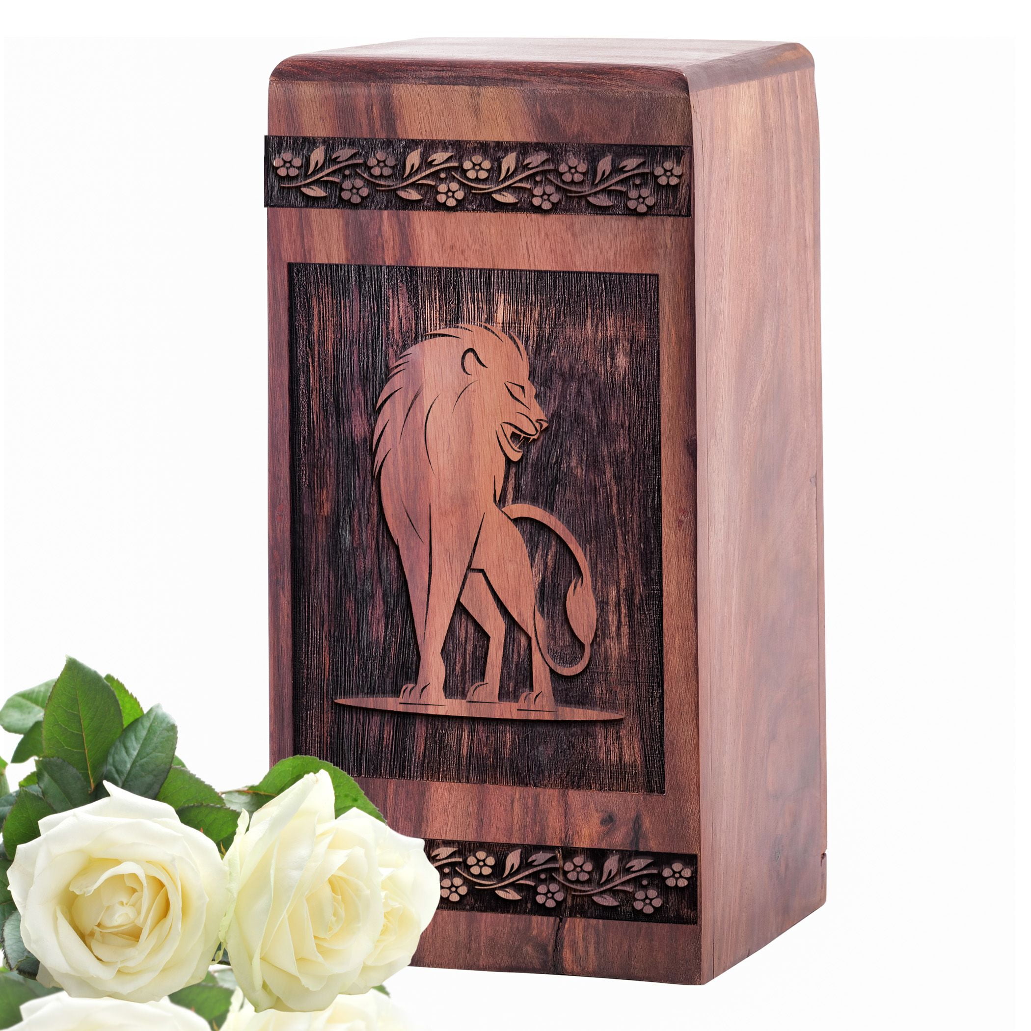KARYLIZ Lion Urns - Large Wooden Cremation Urns For Human Ashes - Urn ...