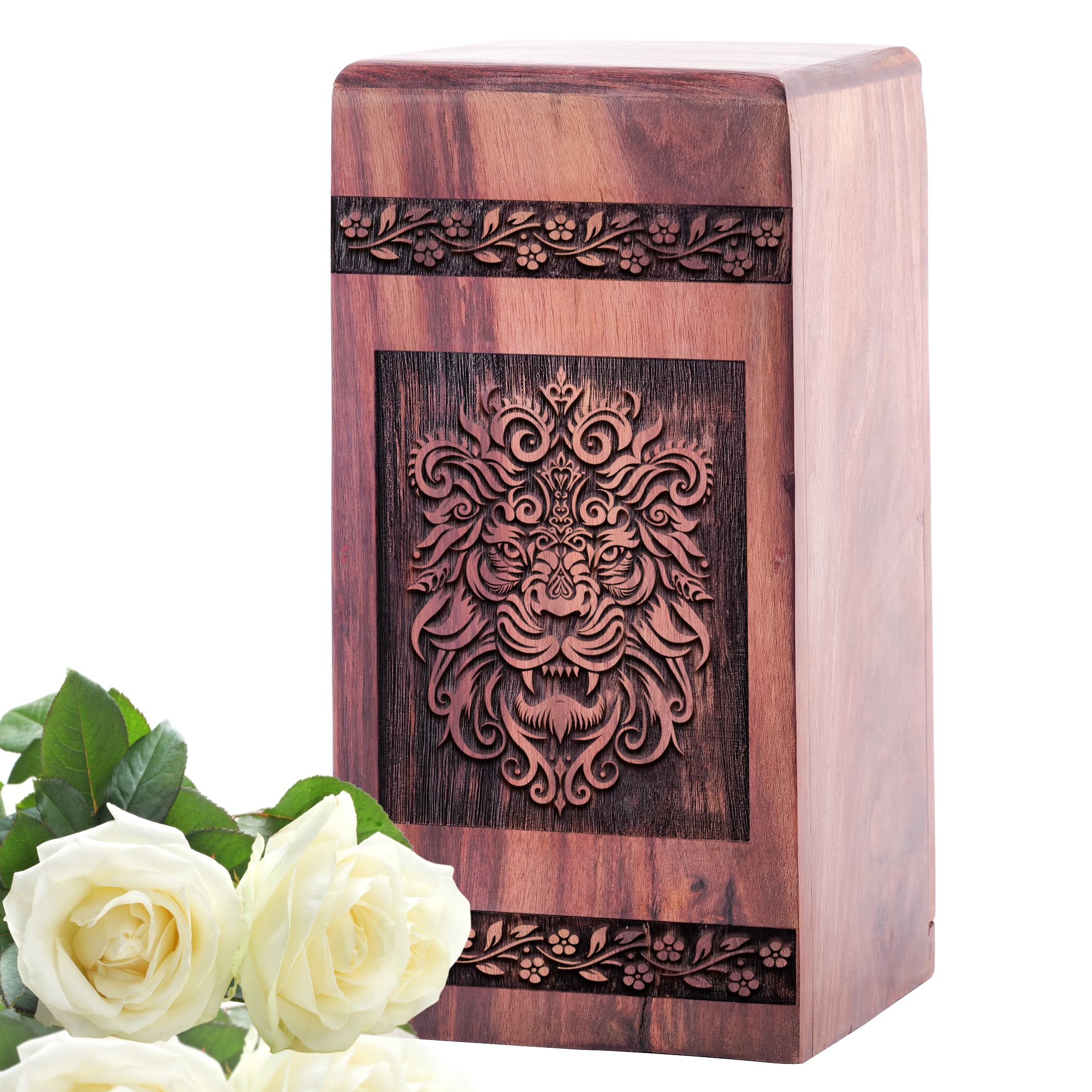 KARYLIZ Lion Wood Funeral Urns Memory Keeper Urn - Wooden Boxes ...