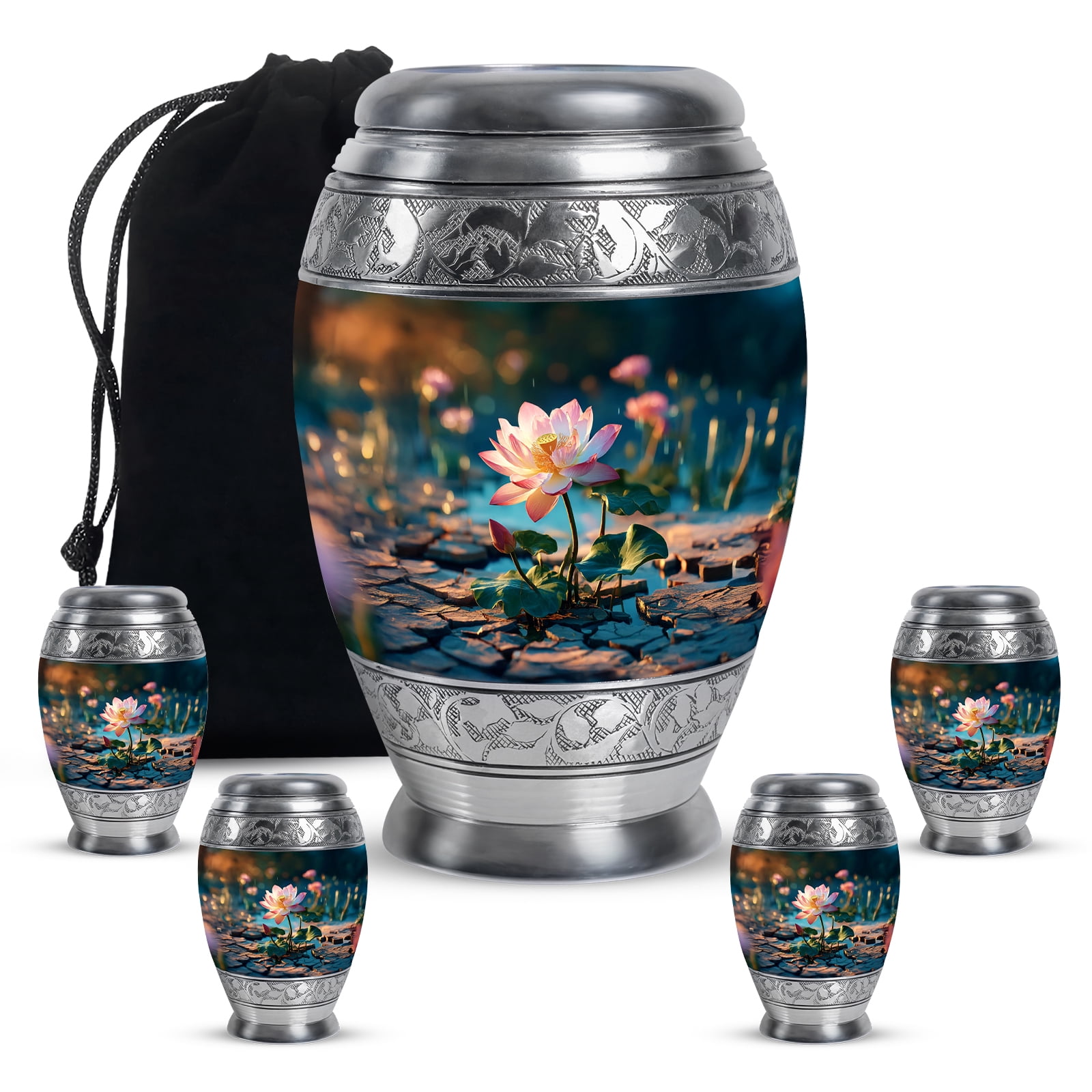 KARYLIZ Lotus Funeral Urn for Female - Green Cremation Urns for Human ...