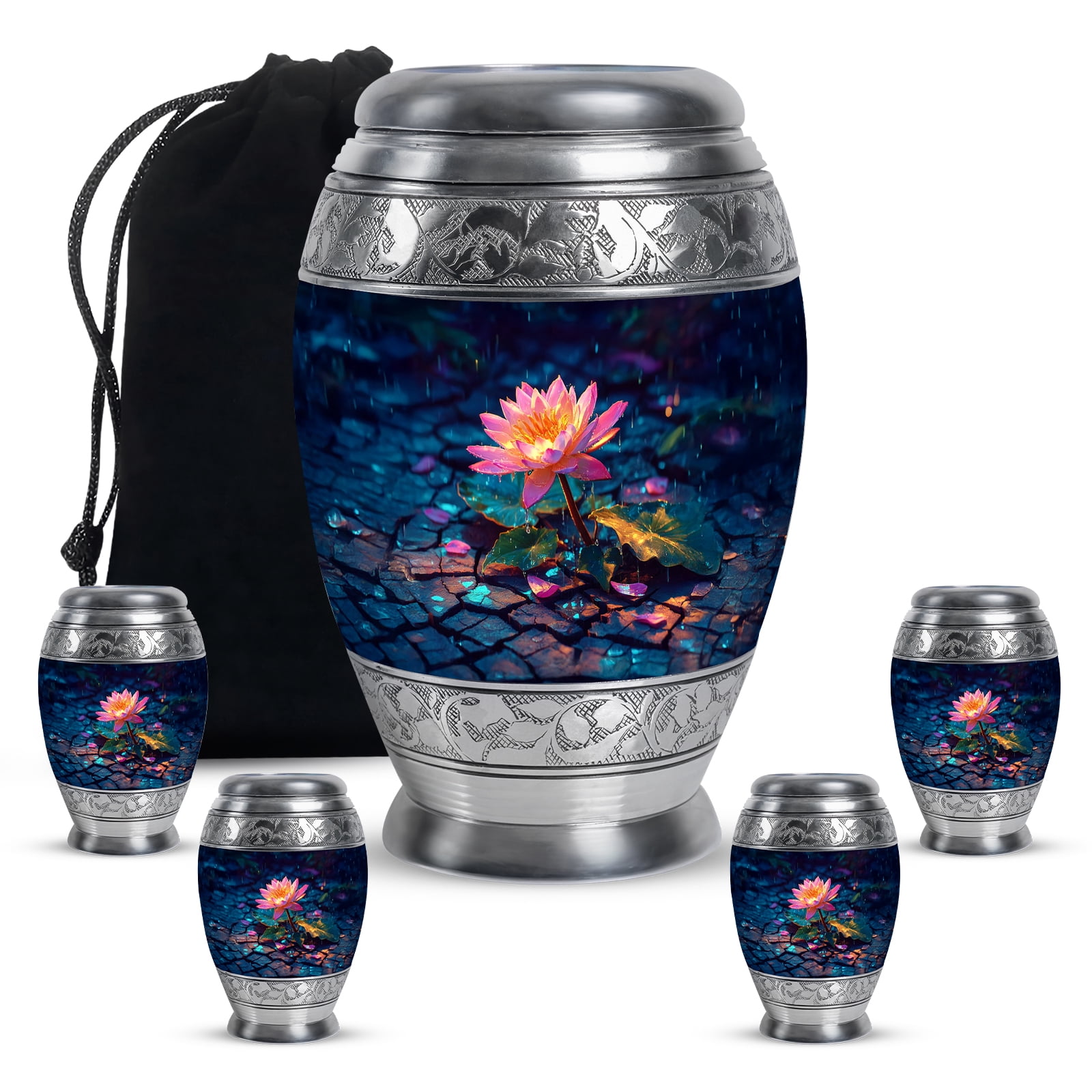 KARYLIZ Lotus Funeral Urns - Combo of 5 with 10 Inch Memorial Burial ...