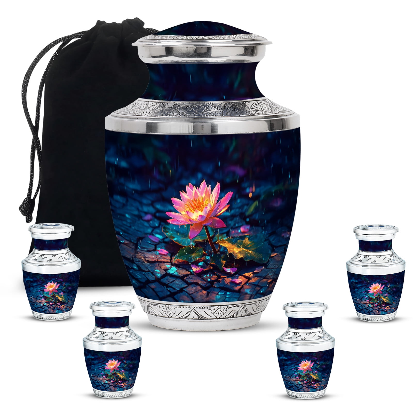 KARYLIZ Lotus Funeral Urns - Combo of 5 with 10 Inch Memorial Burial ...