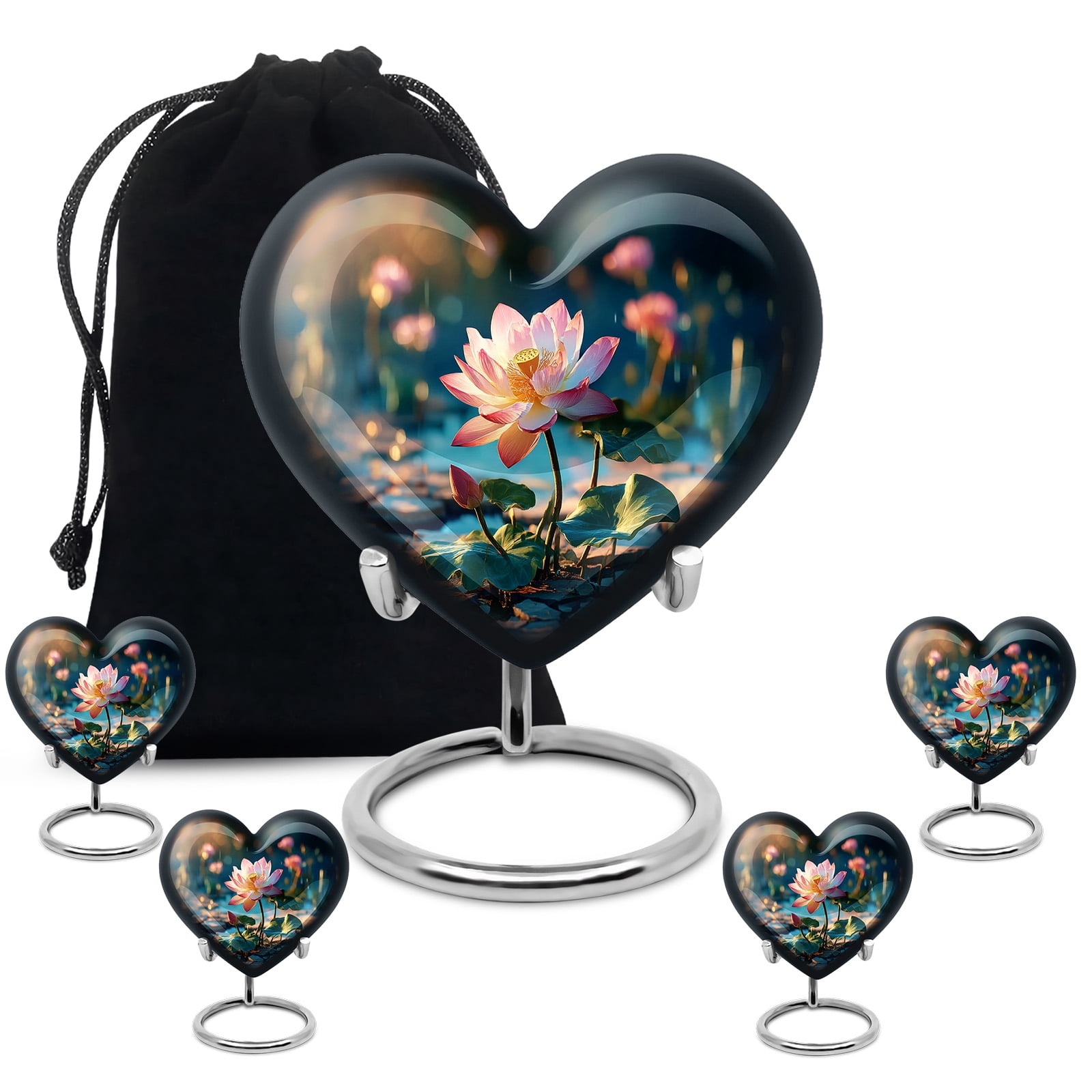 KARYLIZ Lotus Heart Shaped Urn for Female - Green Cremation Urns for ...