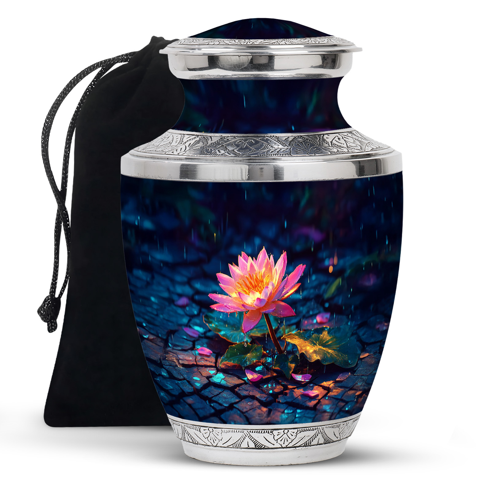 KARYLIZ Lotus on Mosaic Path Funeral Cremation Urns Large - Blue Ashes ...