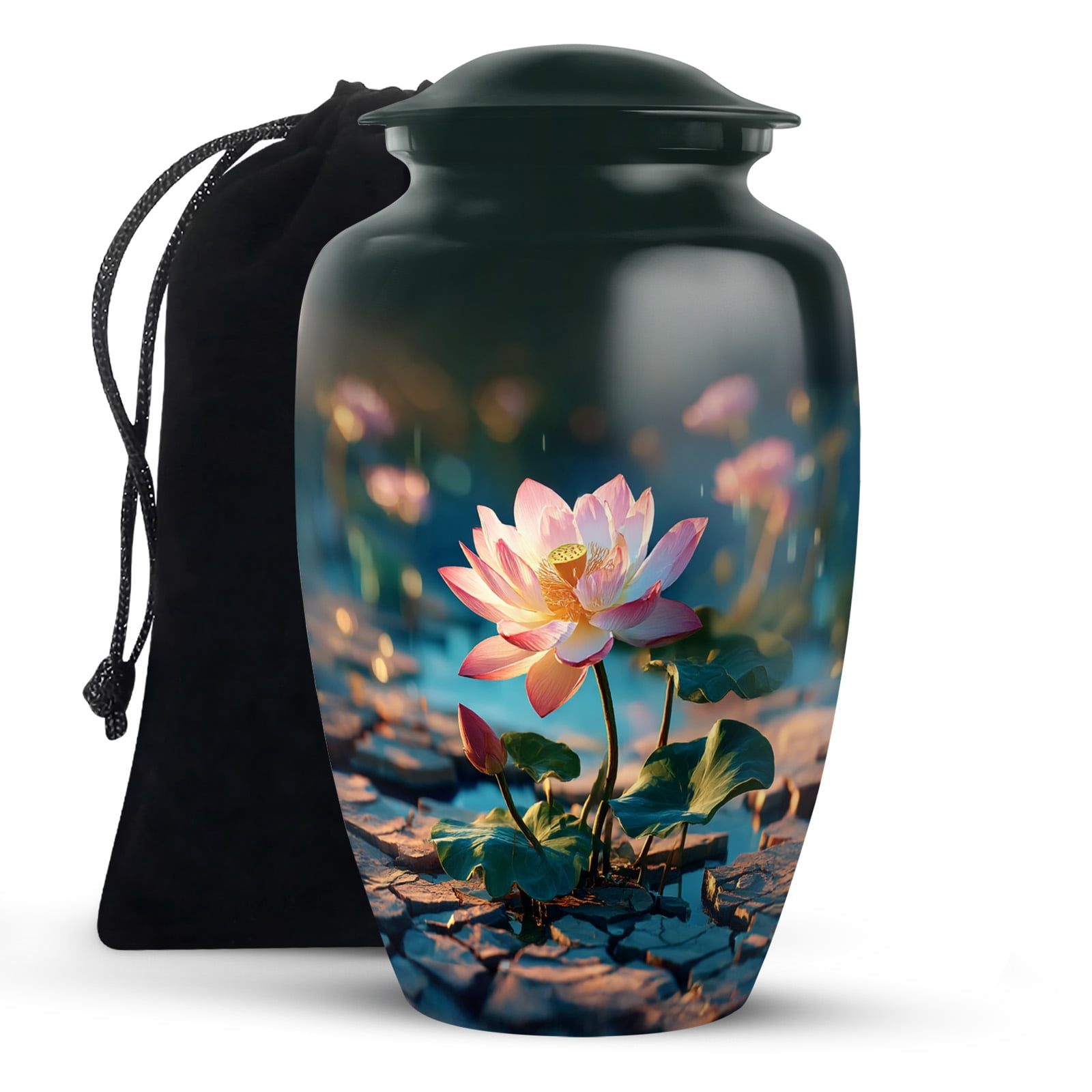 KARYLIZ Lotus Urns for Human Ashes Adult Man - Large Forest Green Urns ...