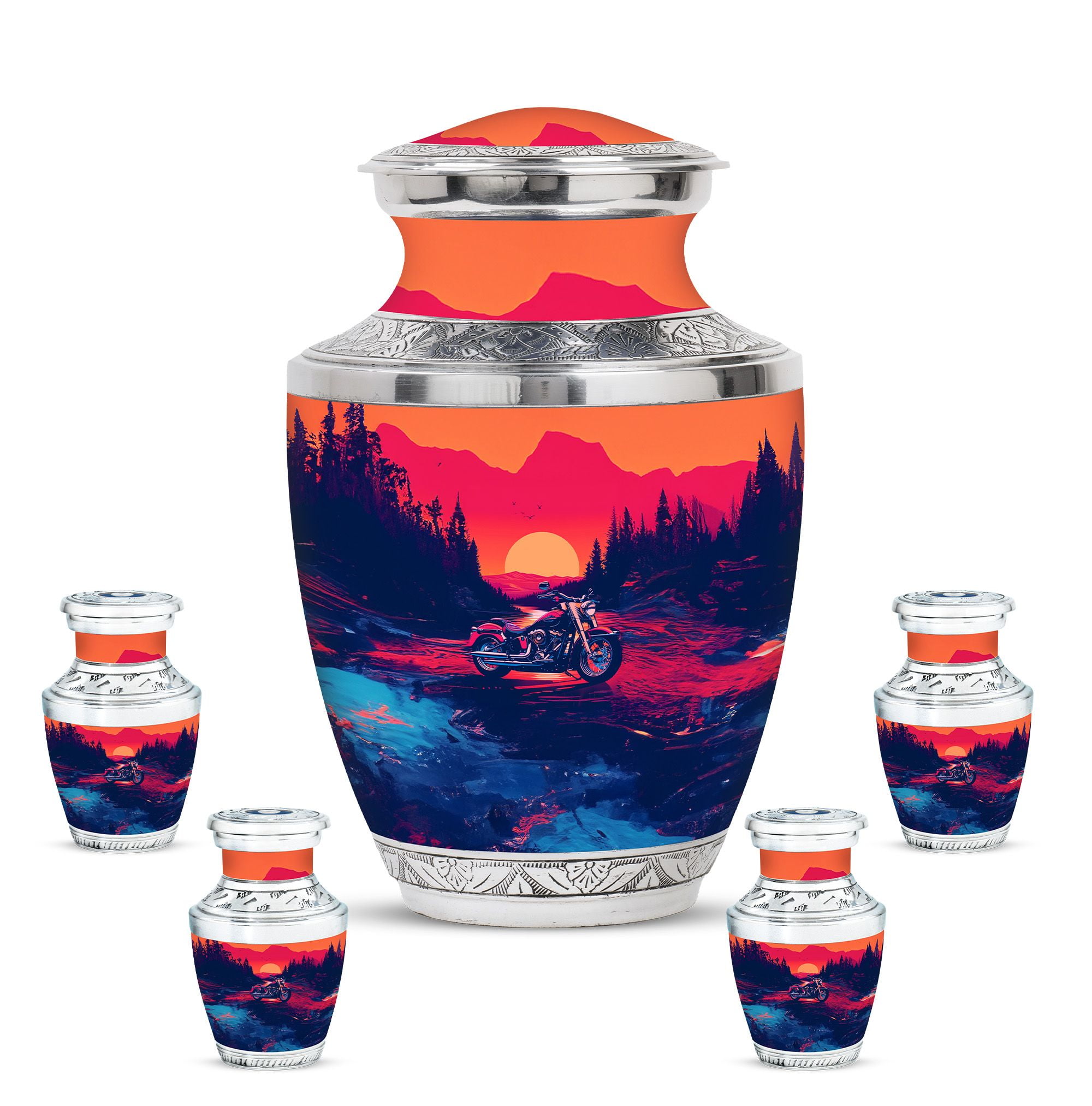 KARYLIZ Motorcycle Urns for Ashes Adult Male & Female - Orange Sunset Little Cremation Keepsakes ...
