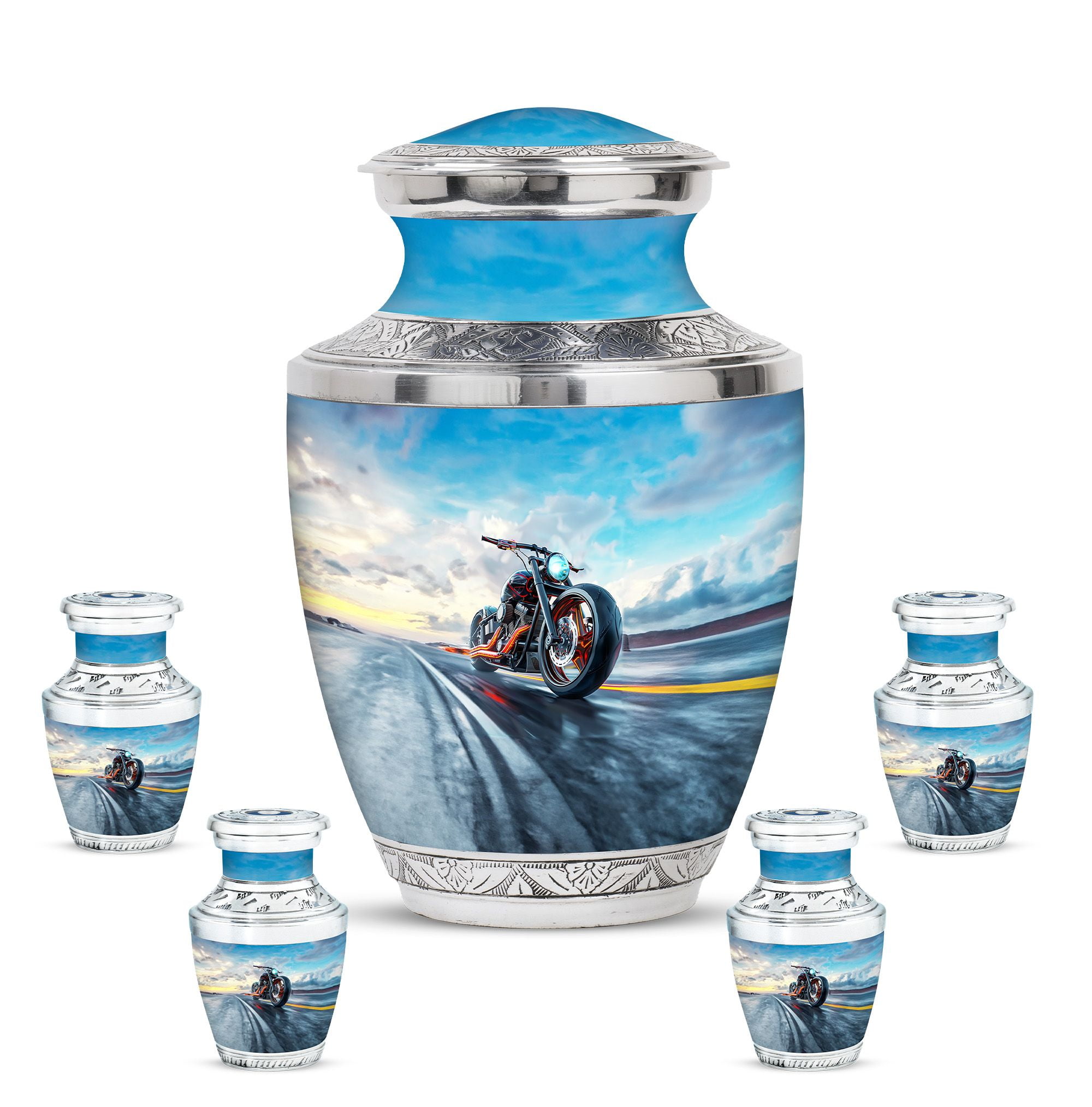 KARYLIZ Motorcycle Urns for Human Ashes - Blue Mini Keepsake Urns For ...