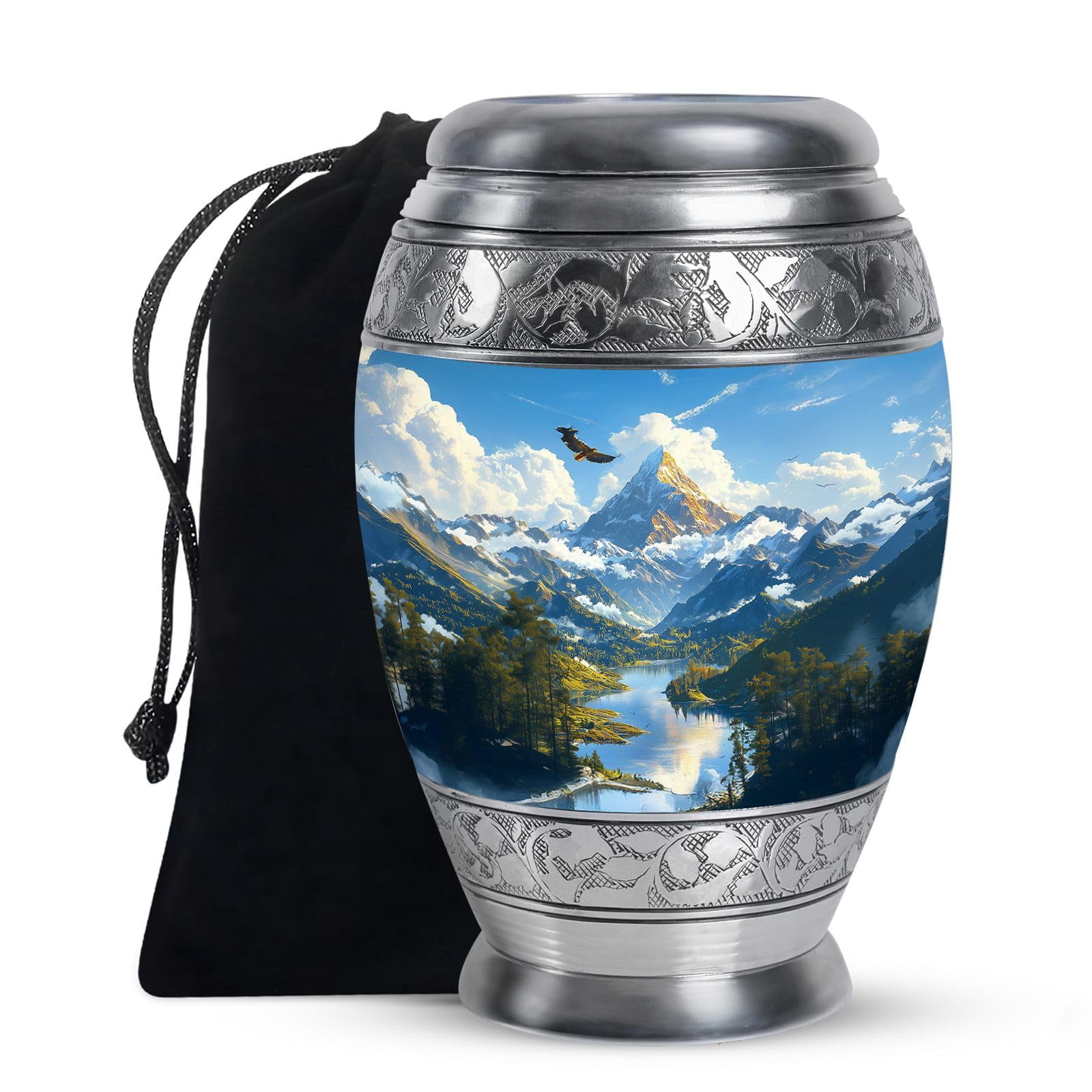 KARYLIZ Mountain Adult Cremation Urns Large - Blue Ashes Holder for ...
