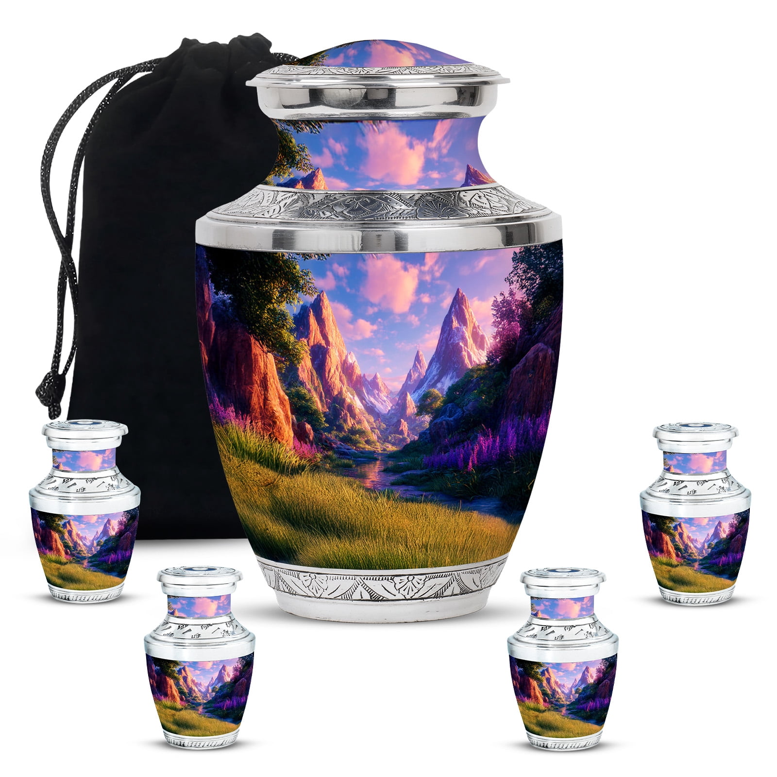 KARYLIZ Mountain Burial Urns For Adult Human Ashes - Blue Urn For Human ...