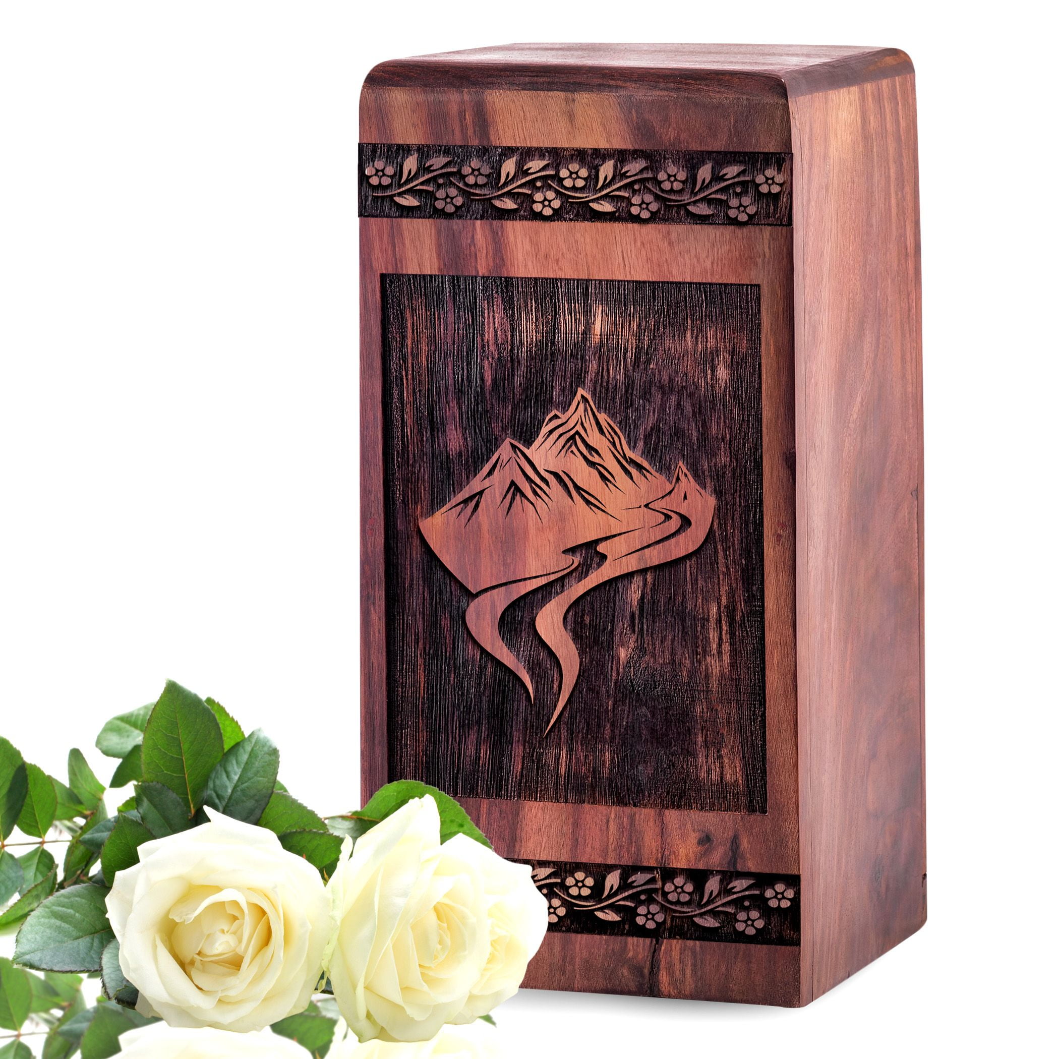 KARYLIZ Mountain Large Wooden Urn For Ashes Adult Male For Human Female ...