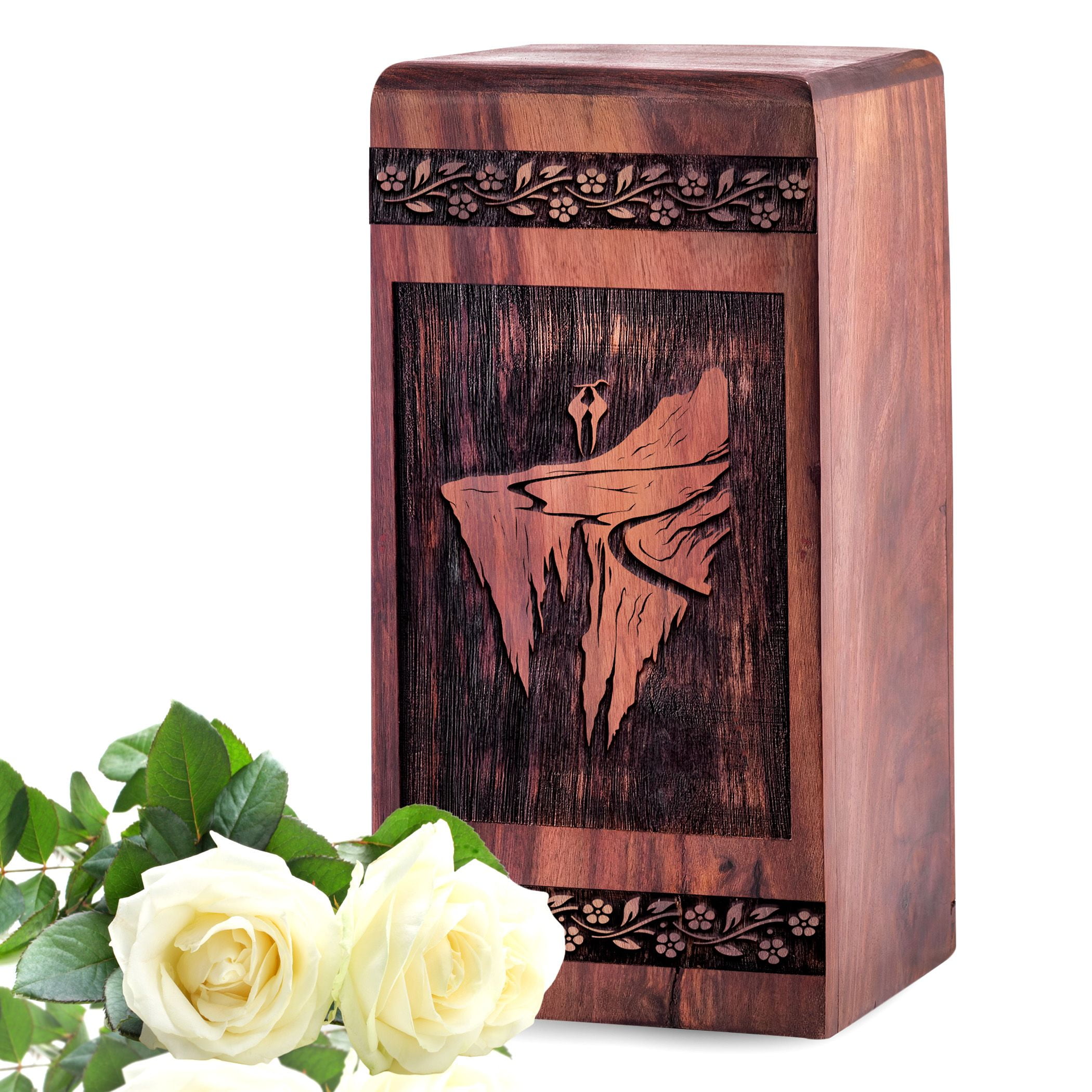 KARYLIZ Mountain Large Wooden Urn For Human Ashes Adult Male For Burial ...