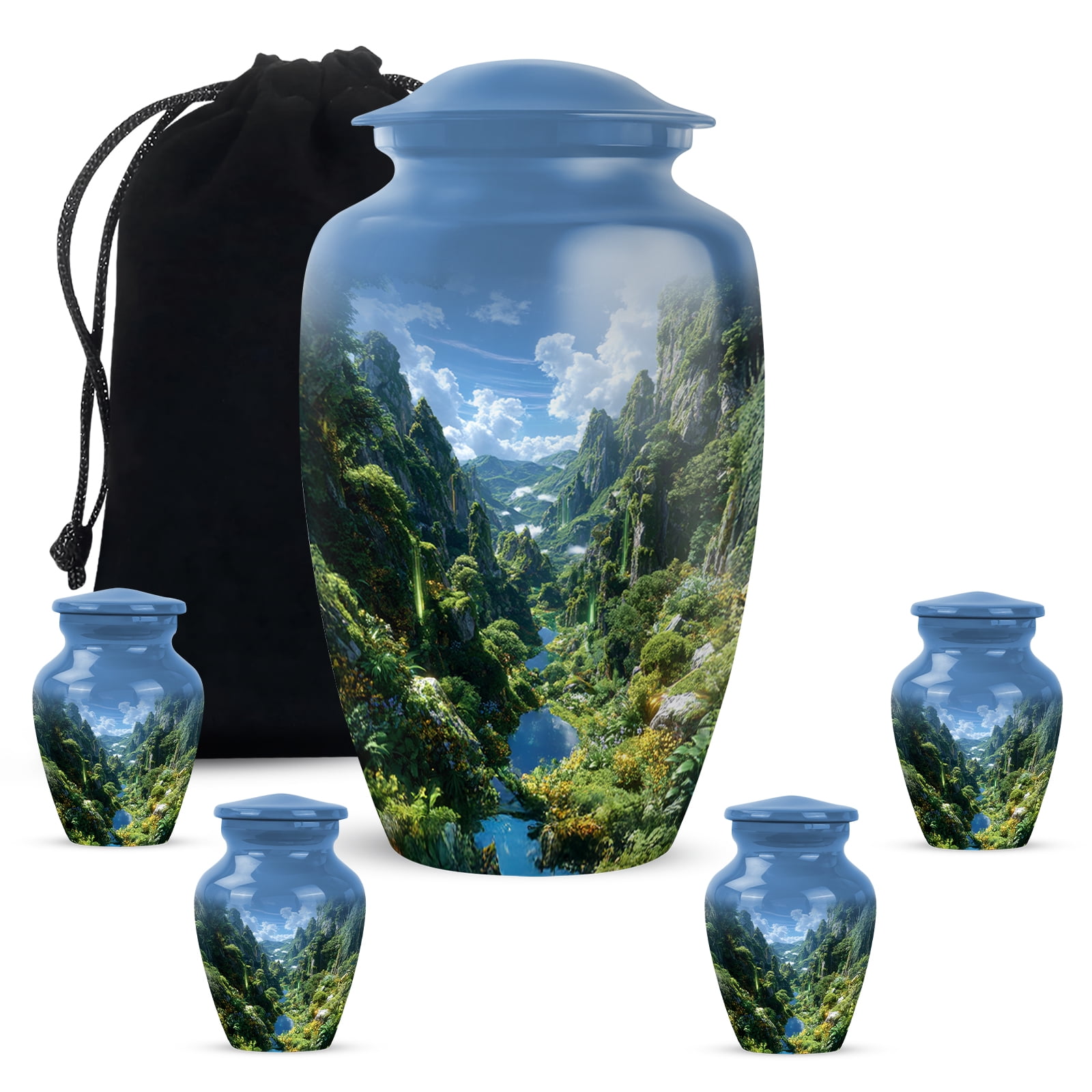 KARYLIZ Mountain Urn For Ashes Adult Male - Blue Funeral Urns For Men & Women - Mountains ...
