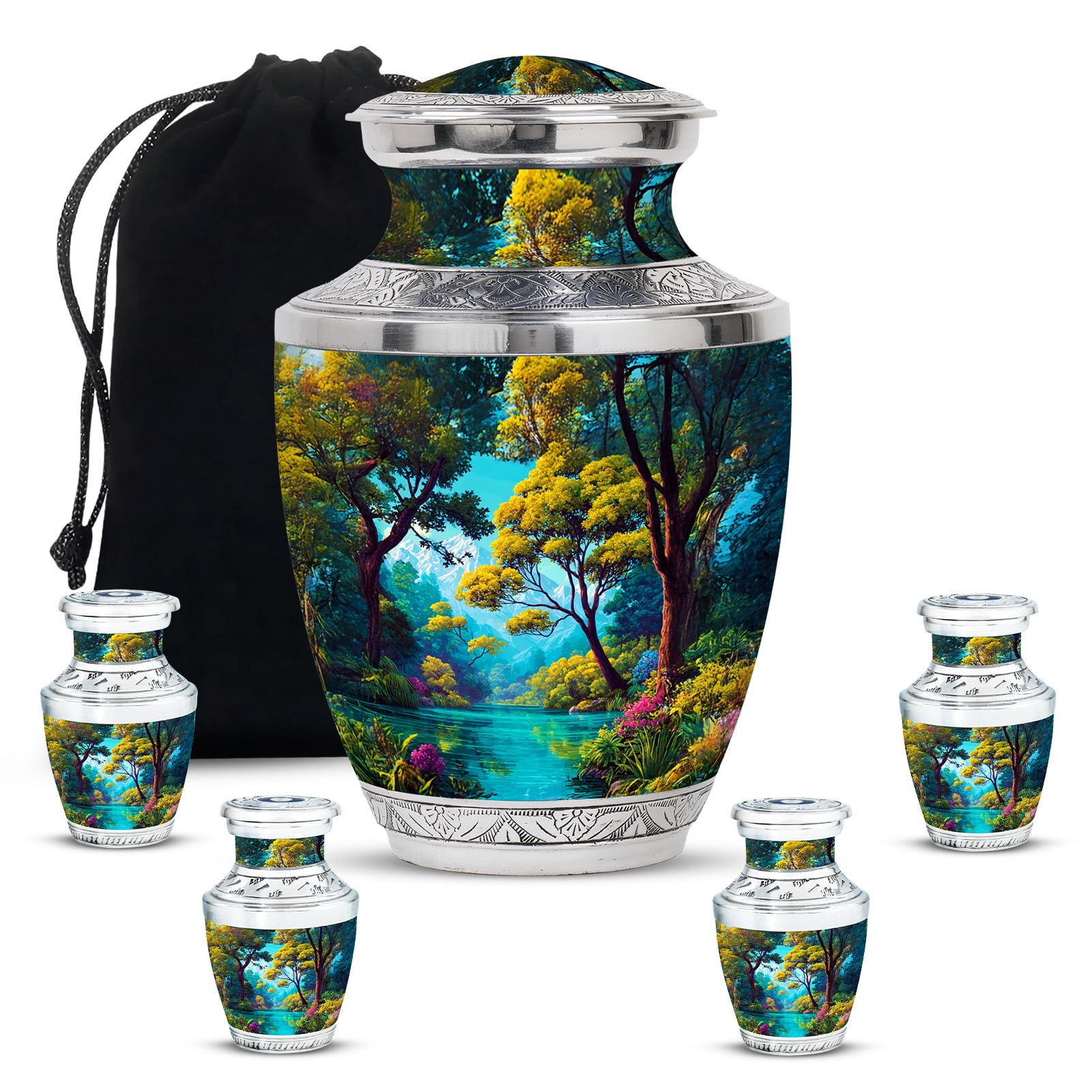 KARYLIZ Mountain Urns For Human Ashes Adult Man - Blue Funeral Mountain Large Funeral Urns for ...