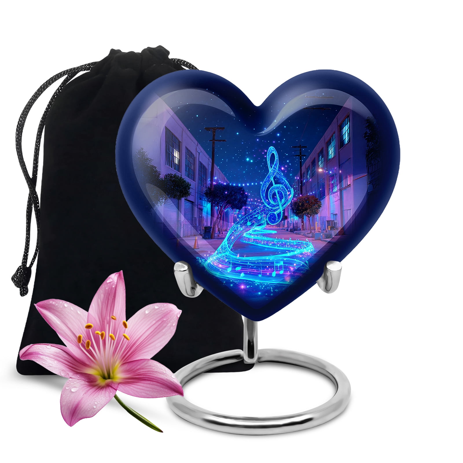 KARYLIZ Music Purple Urn - 8 Inch - Heart Shaped Funeral Urns For Human ...