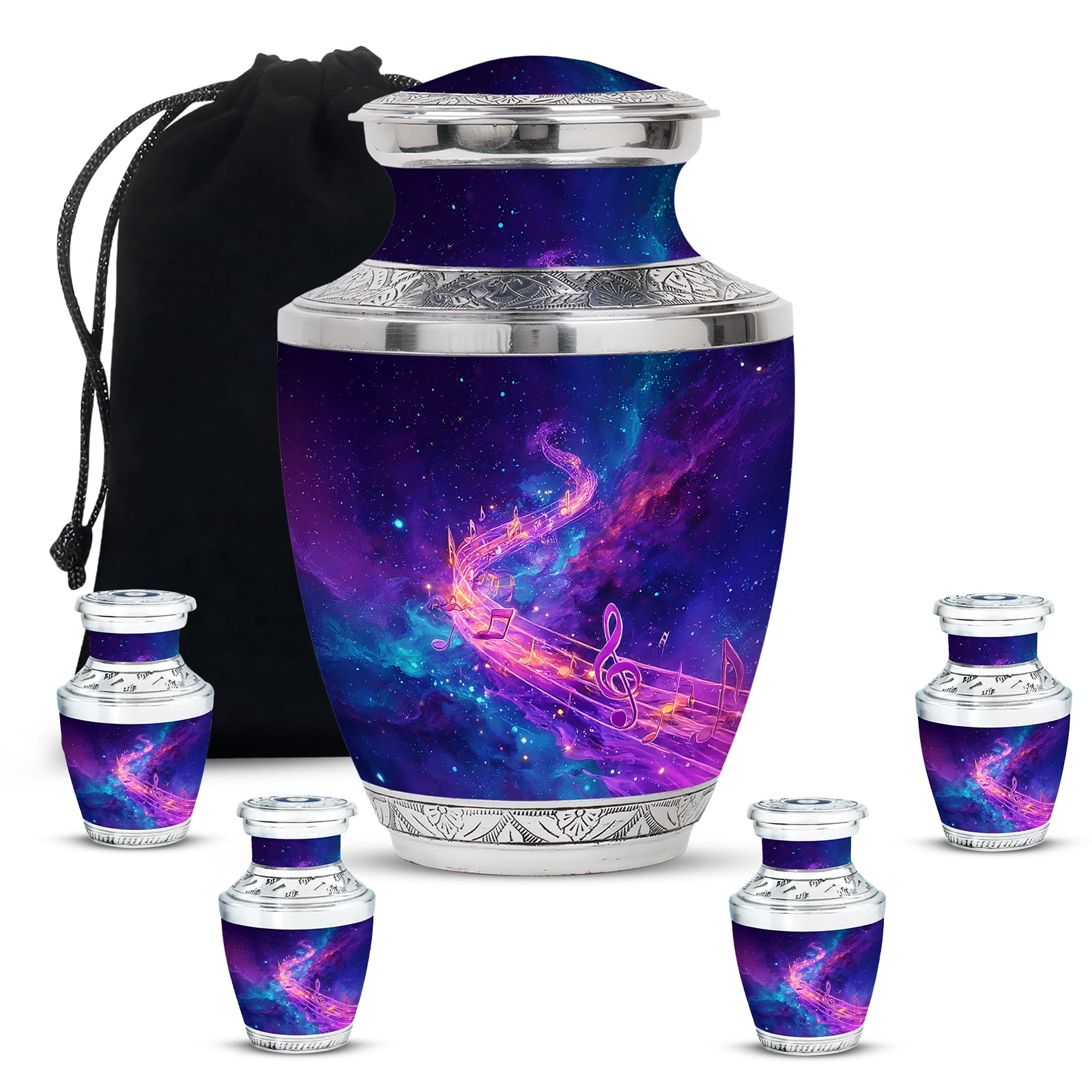 KARYLIZ Music Urn For Ashes Adult Male, Purple Galaxy Funeral Urns For ...