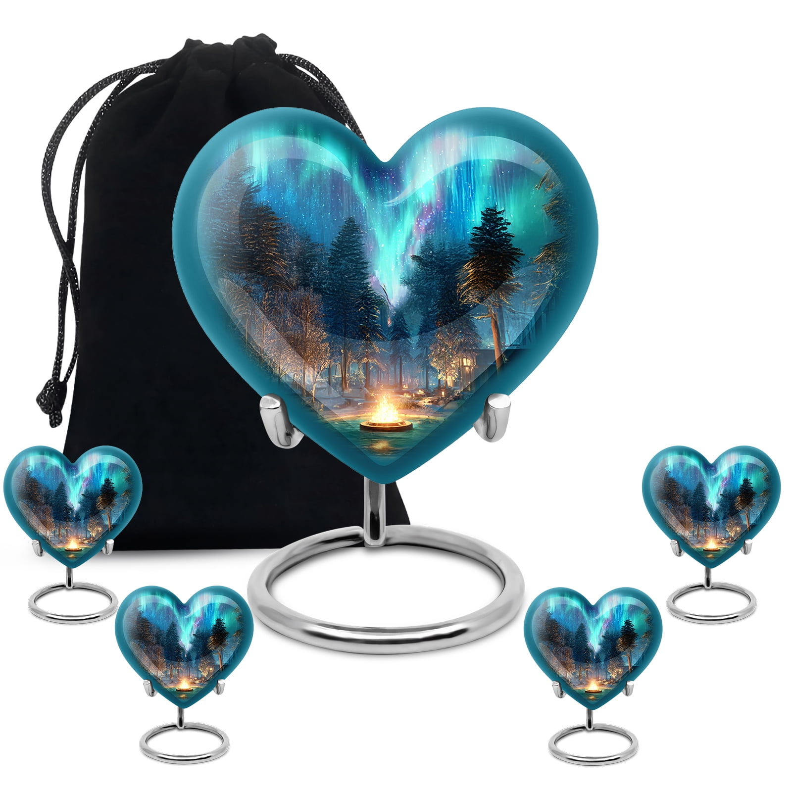 KARYLIZ Northern Lights Urns, Heart Shaped Cremation Urn for Ashes ...