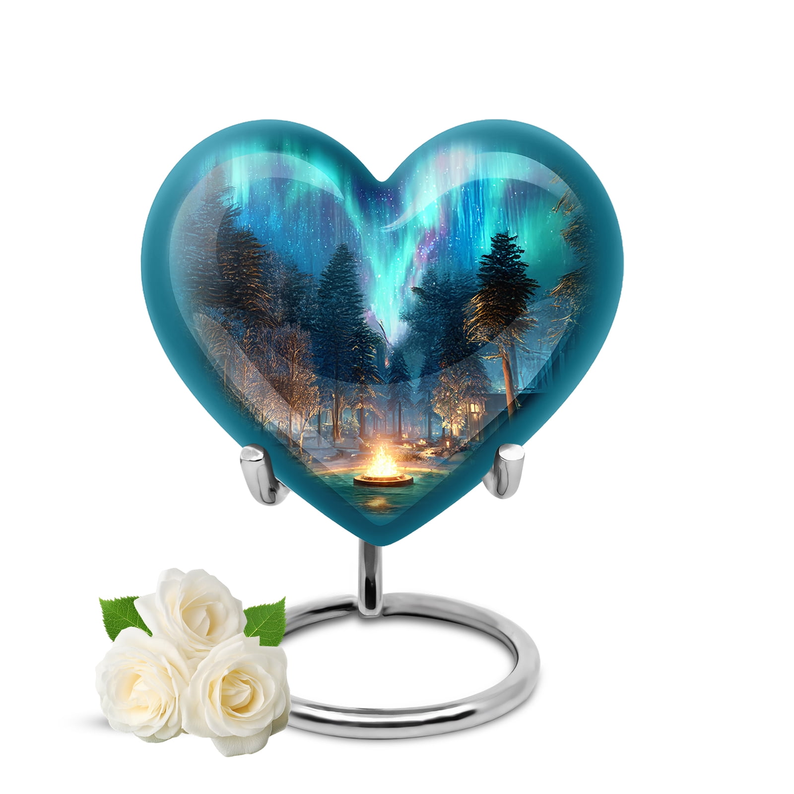 KARYLIZ Northern Lights Urns, Heart Shaped Cremation Urn for Ashes ...