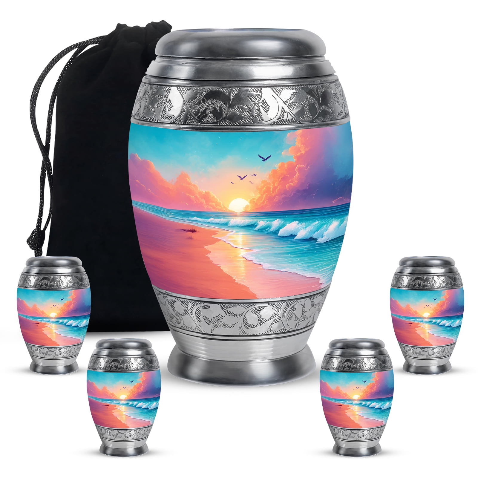 KARYLIZ Ocean Beach Sunset Cremation Urns For Men, Urns For Human Ashes ...