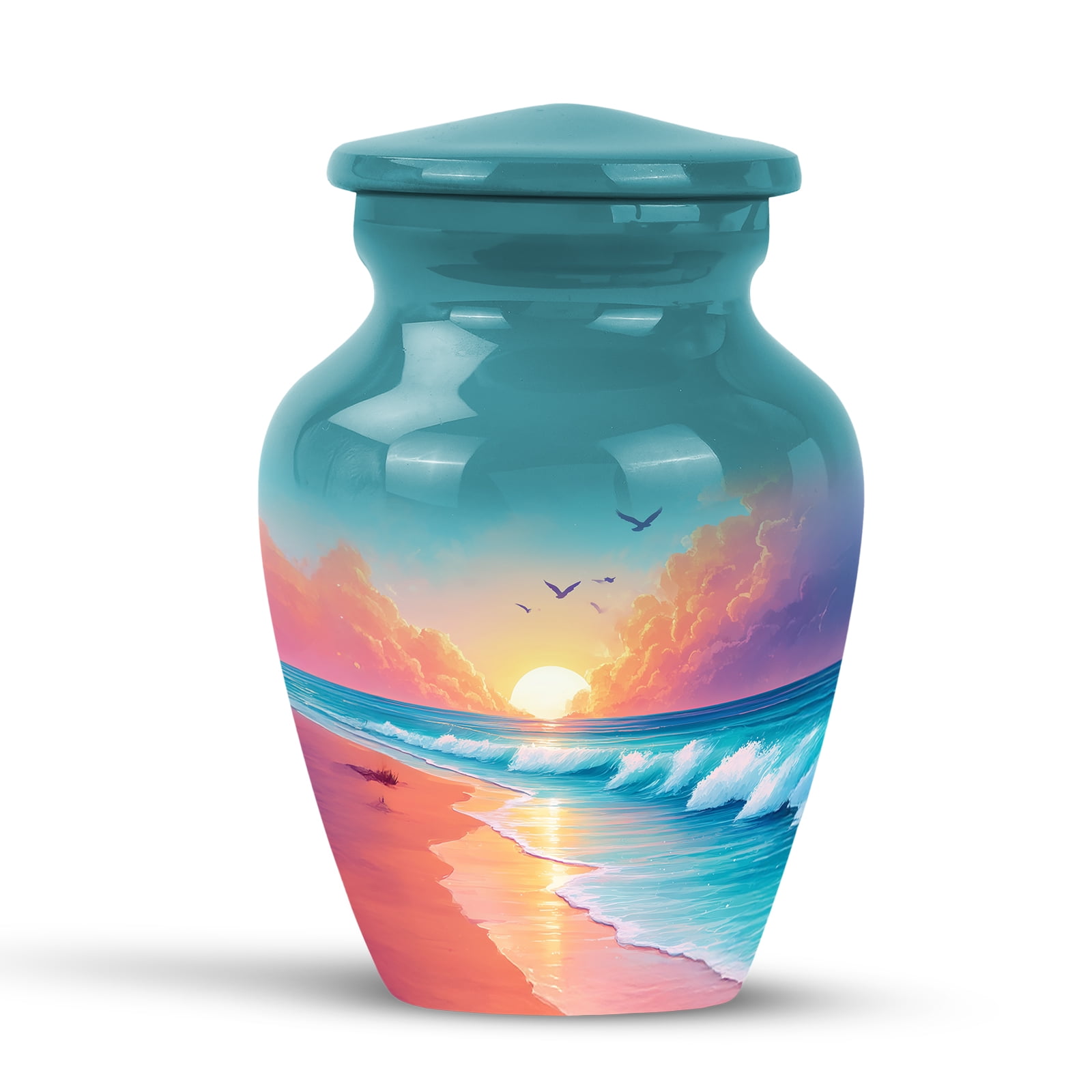 KARYLIZ Ocean Beach Sunset Keepsake Urn for Human Ashes, Small Keepsake ...