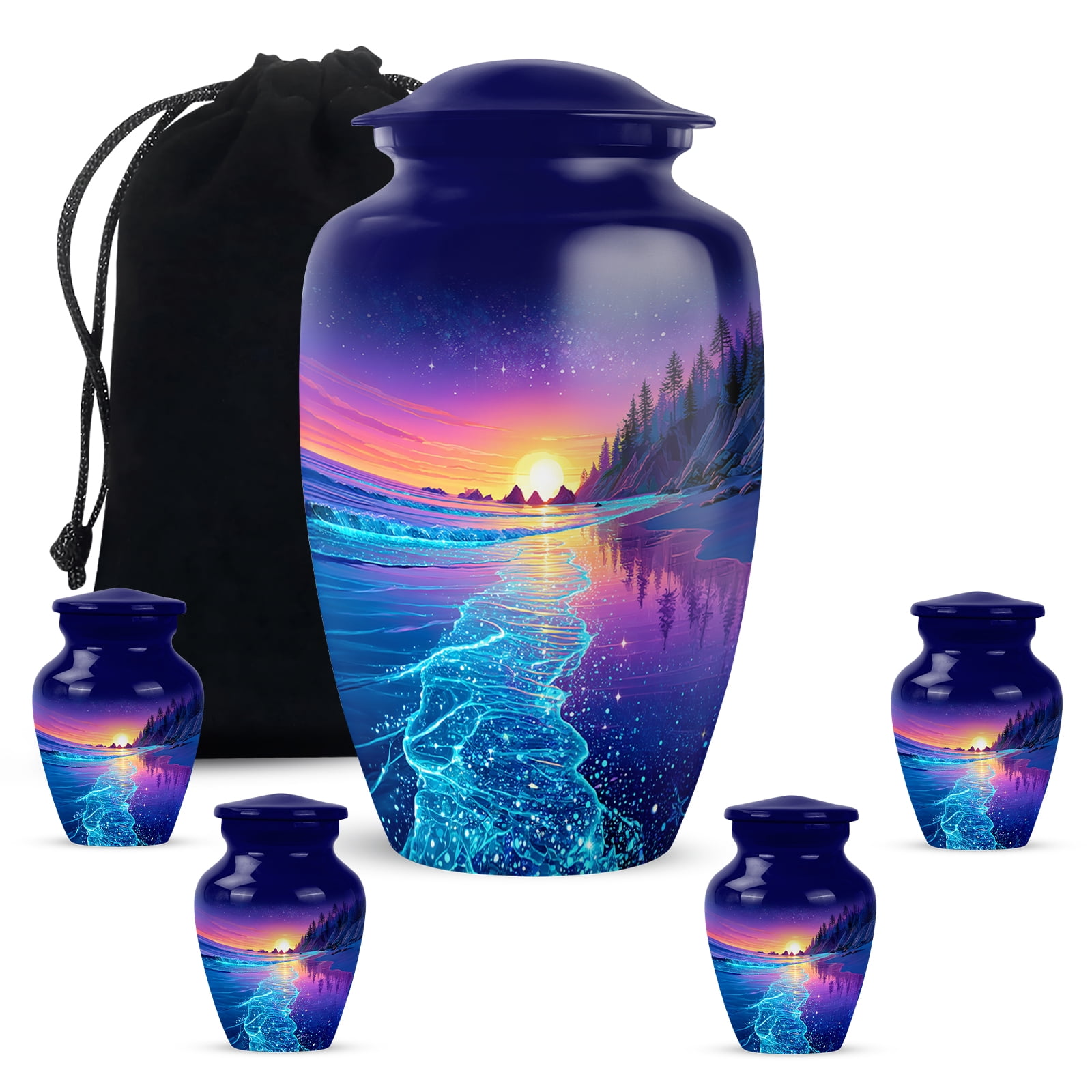 KARYLIZ Ocean Blue Sunset Cremation Urns For Human Ashes, Urns for ...