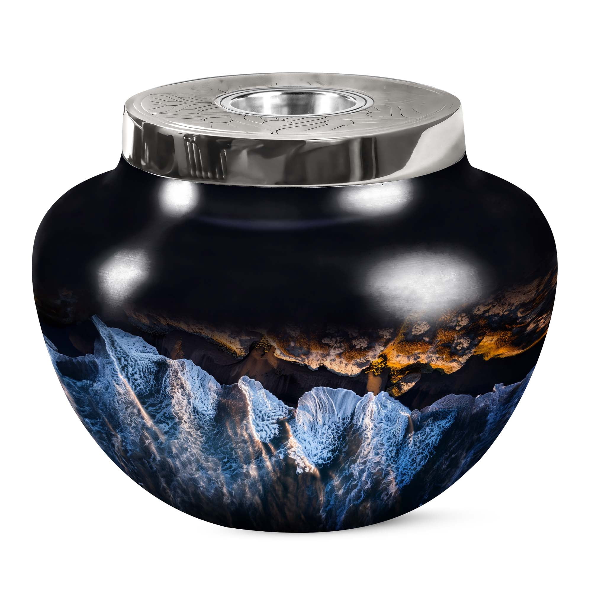 KARYLIZ Ocean Waves Decorative Urn - Urns For Adult Male Dad - Large ...