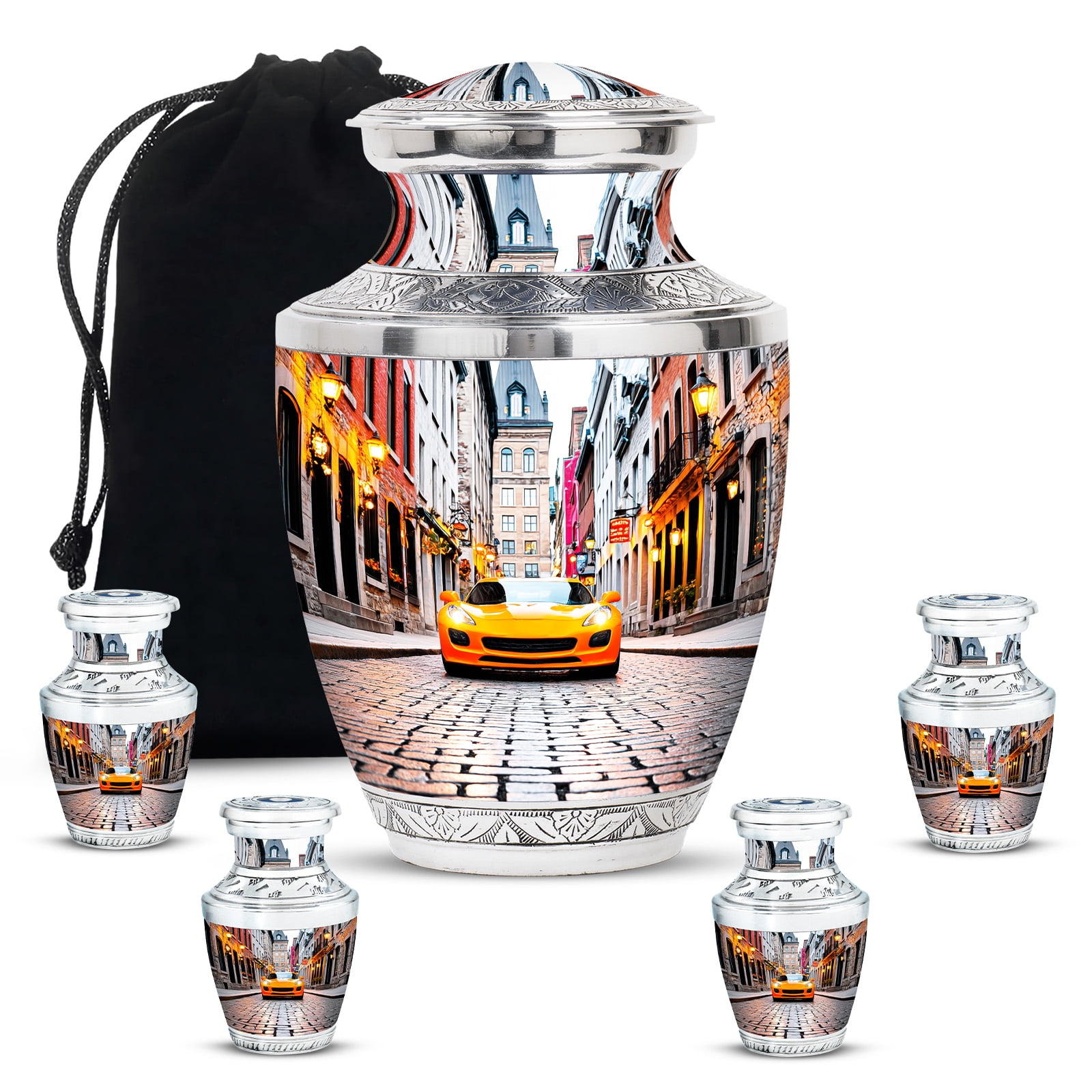 KARYLIZ Orange Car Urns For Human Ashes Adult Man, Cremation Urns for ...