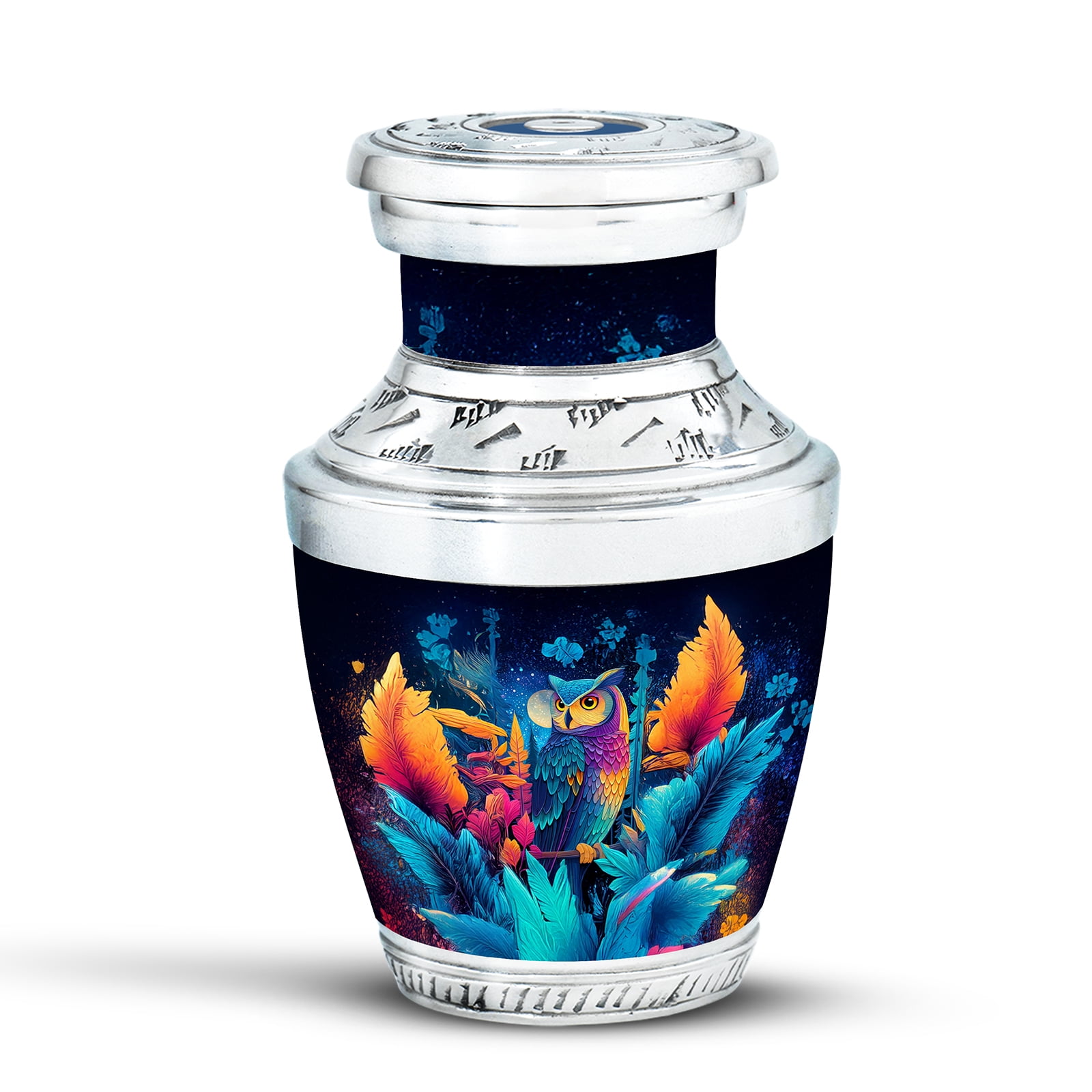 KARYLIZ Owl Blue Cremation Urn for Human Ashes - Decorative Urns ...