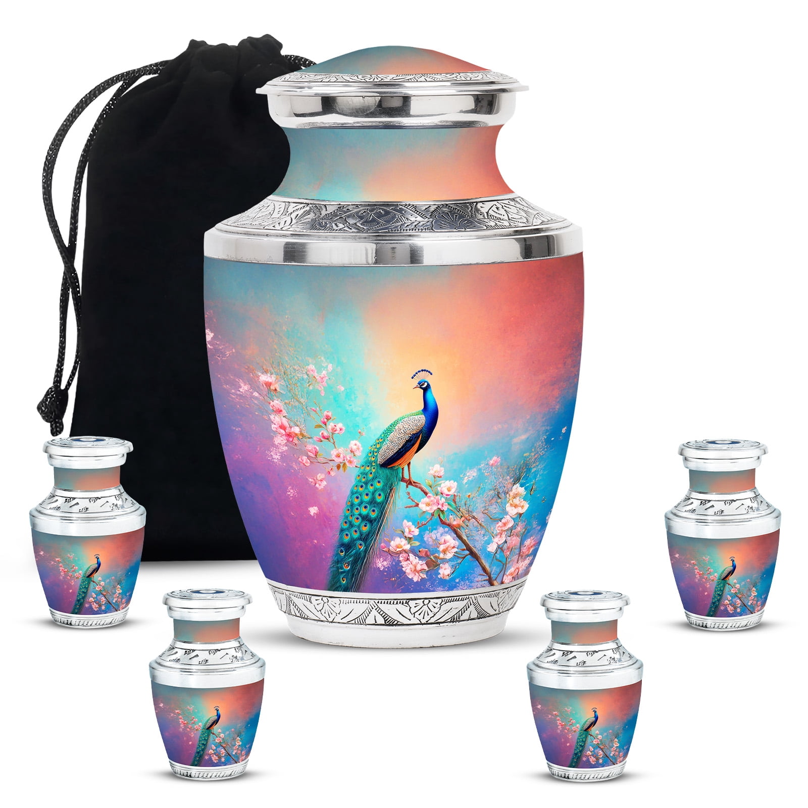 KARYLIZ Peacock Cremation Urn for Human Ashes, Funeral Keepsake For ...