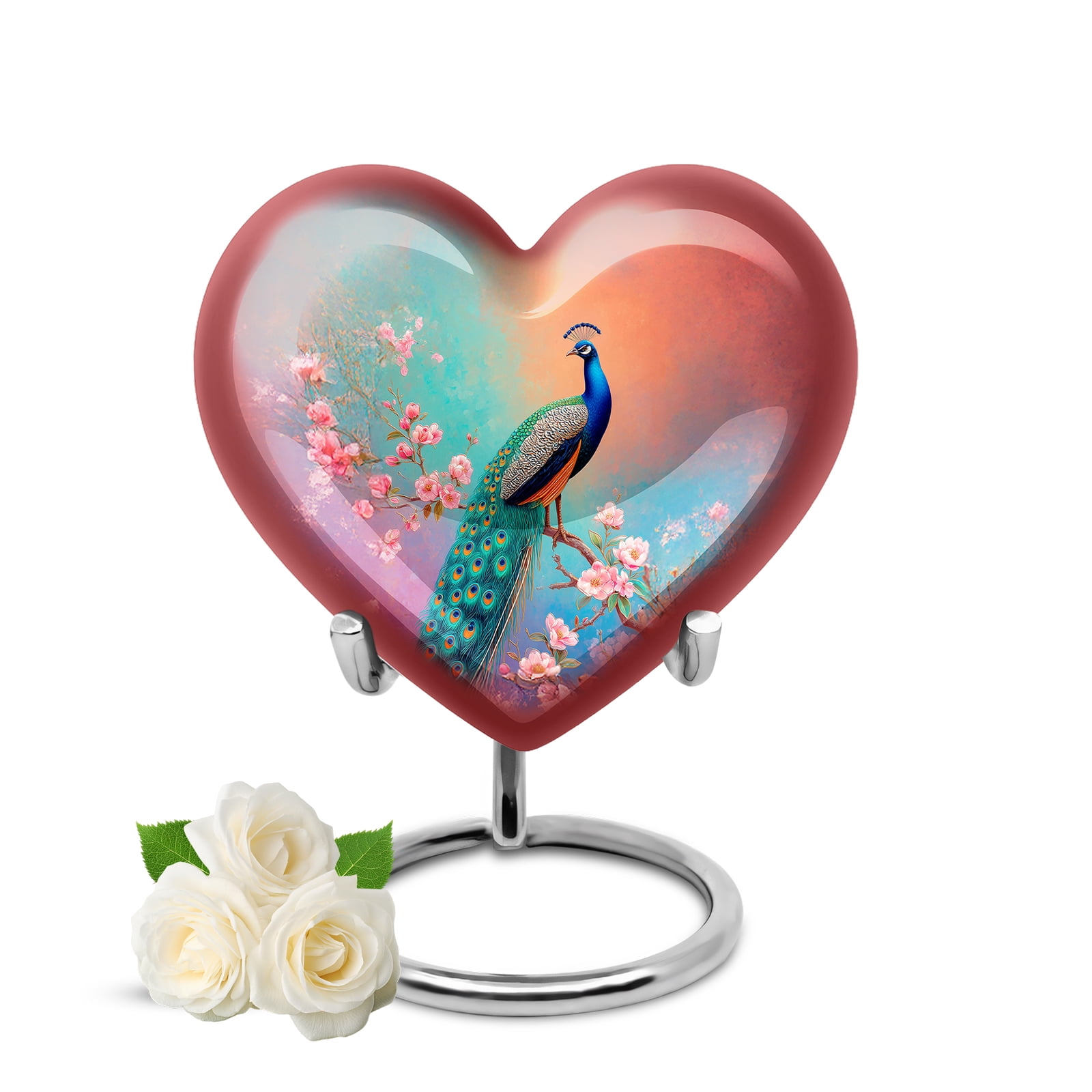 KARYLIZ Peacock Cremation Urns For Humans Ashes, Heart Shaped Memorial ...