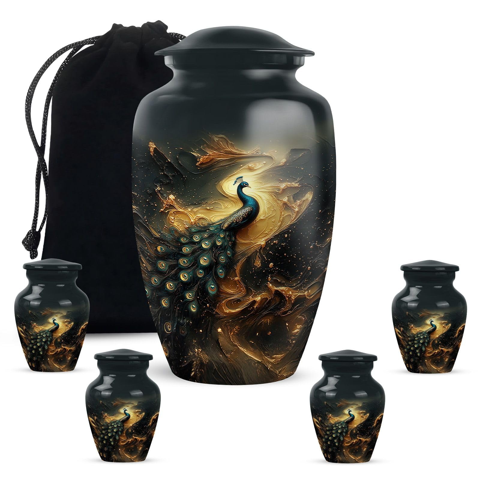 KARYLIZ Peacock Urns for Ashes Combo of 5 – 10 Inch Memorial Funeral ...