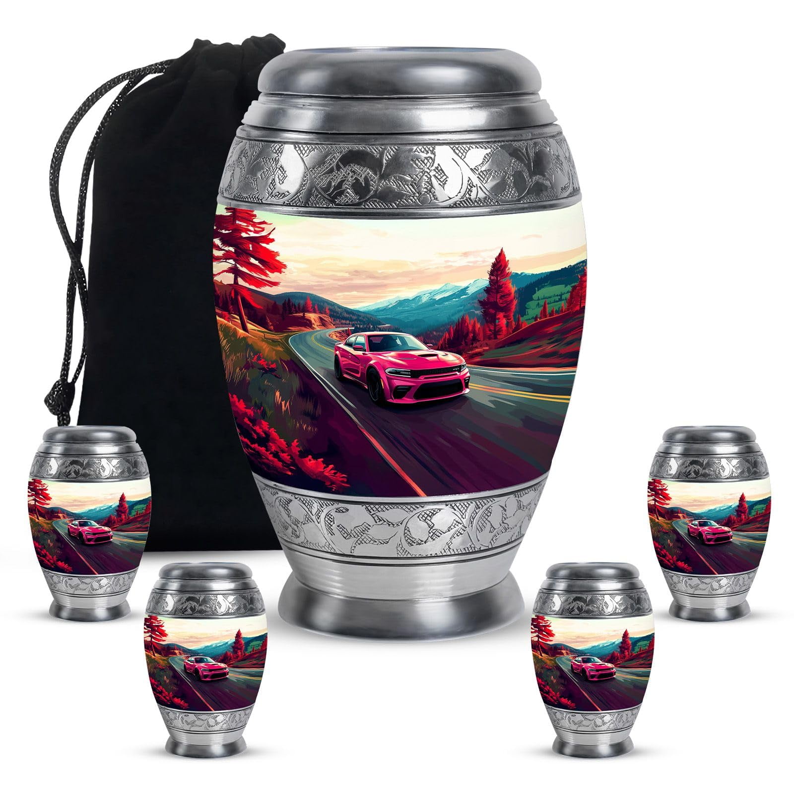 KARYLIZ Pink Car Cremation Urns – Combo of 5 with 10 Inch Vintage ...