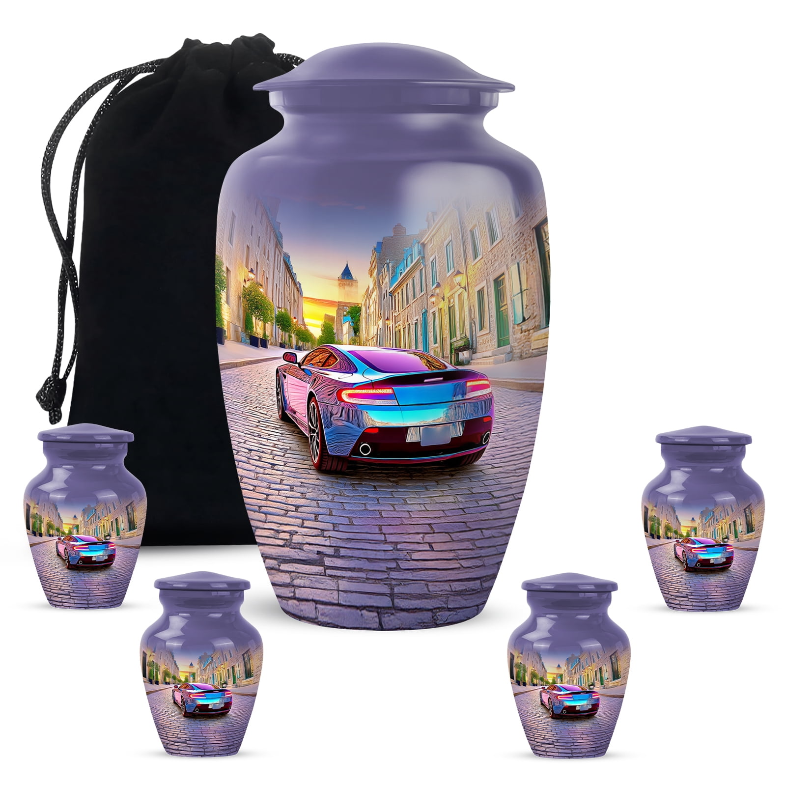 KARYLIZ Pink Car Urn For Ashes Adult Male, 10 Inch & 3 Inch, Set of 5 ...