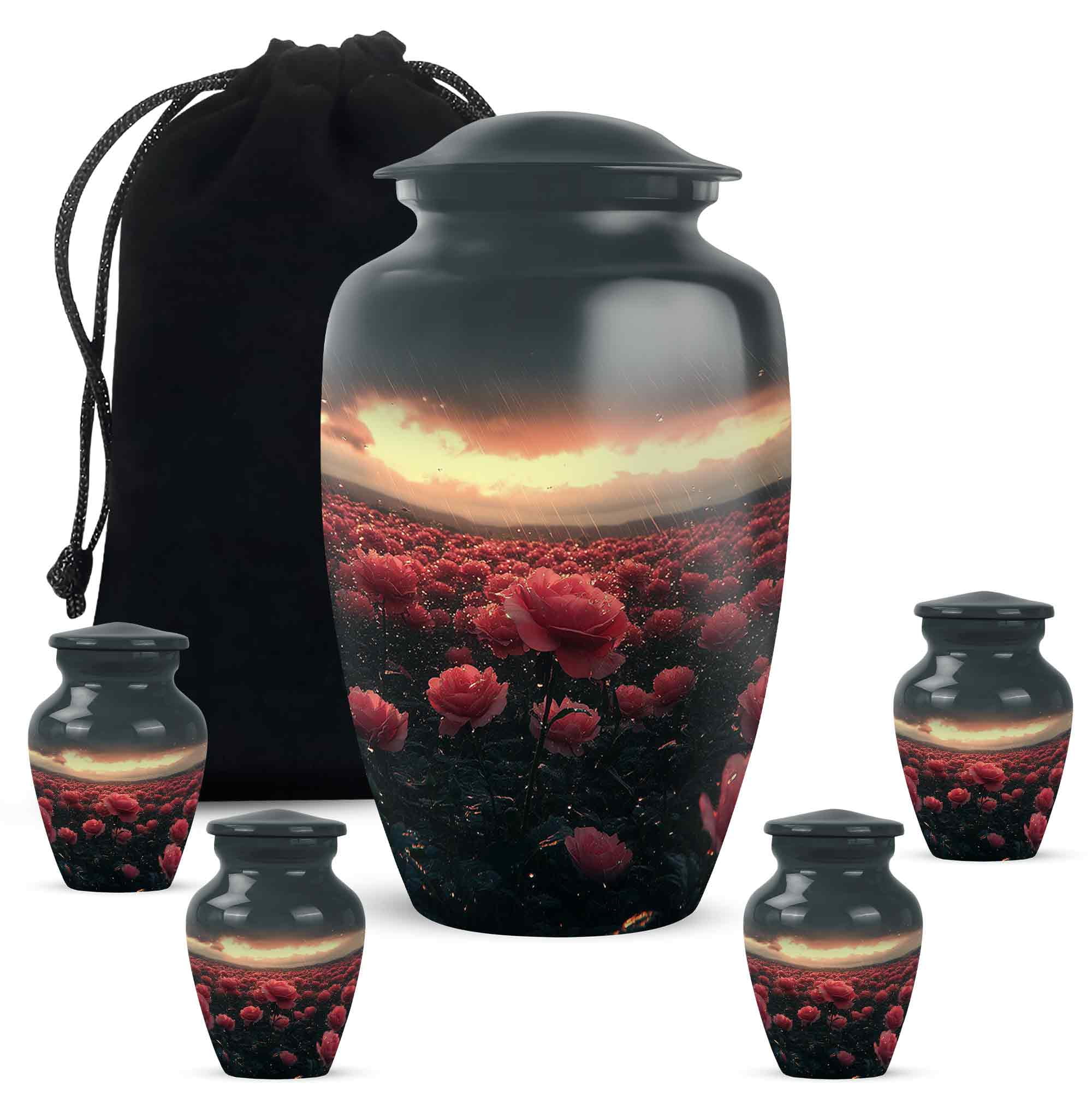 KARYLIZ Pink Rose Urn - Mini Urns for Human Ashes - Pink Combo of 5 - 10" Large and 4 Mini ...