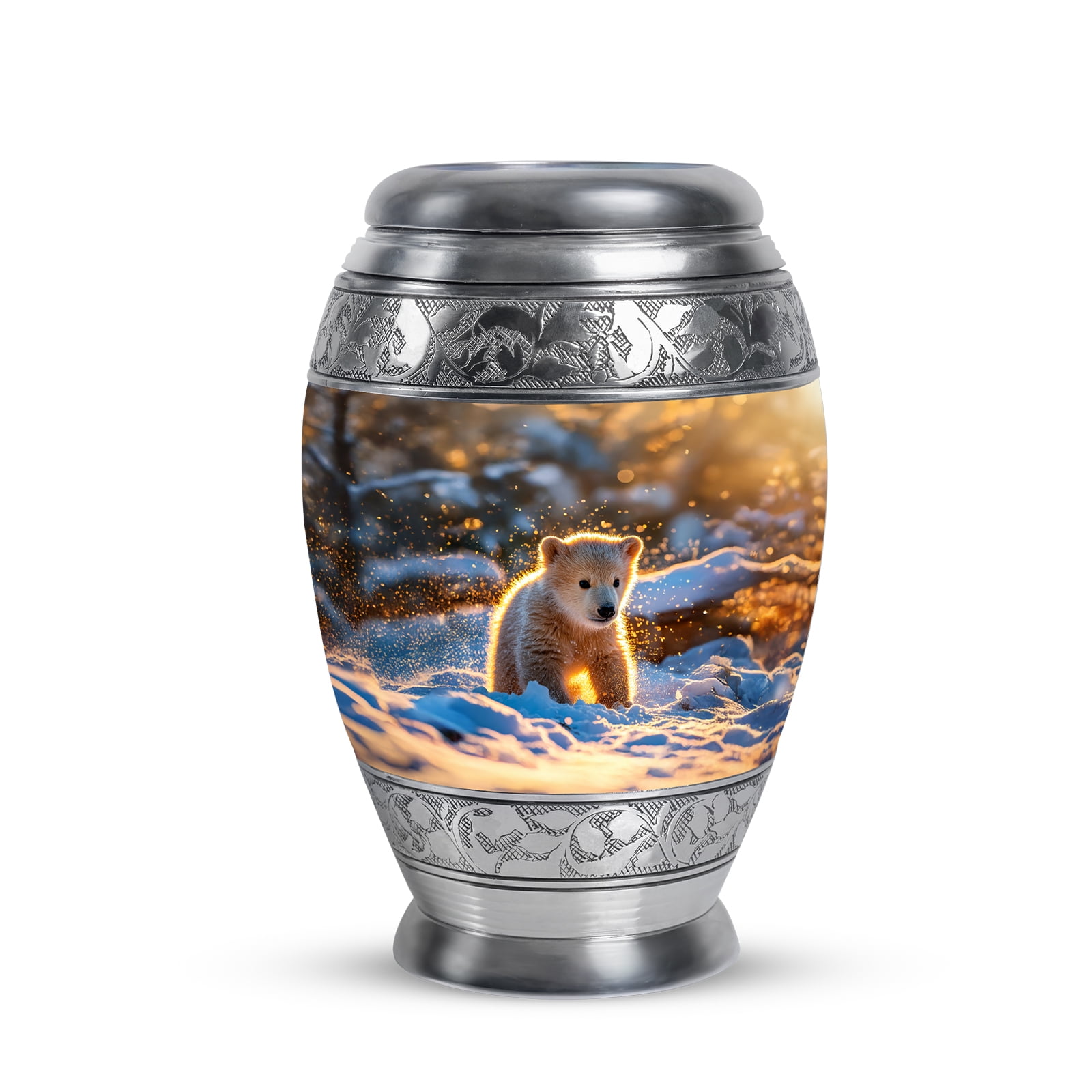 KARYLIZ Polar Bear Cremation Urn for Ashes, Golden Large Decorative ...