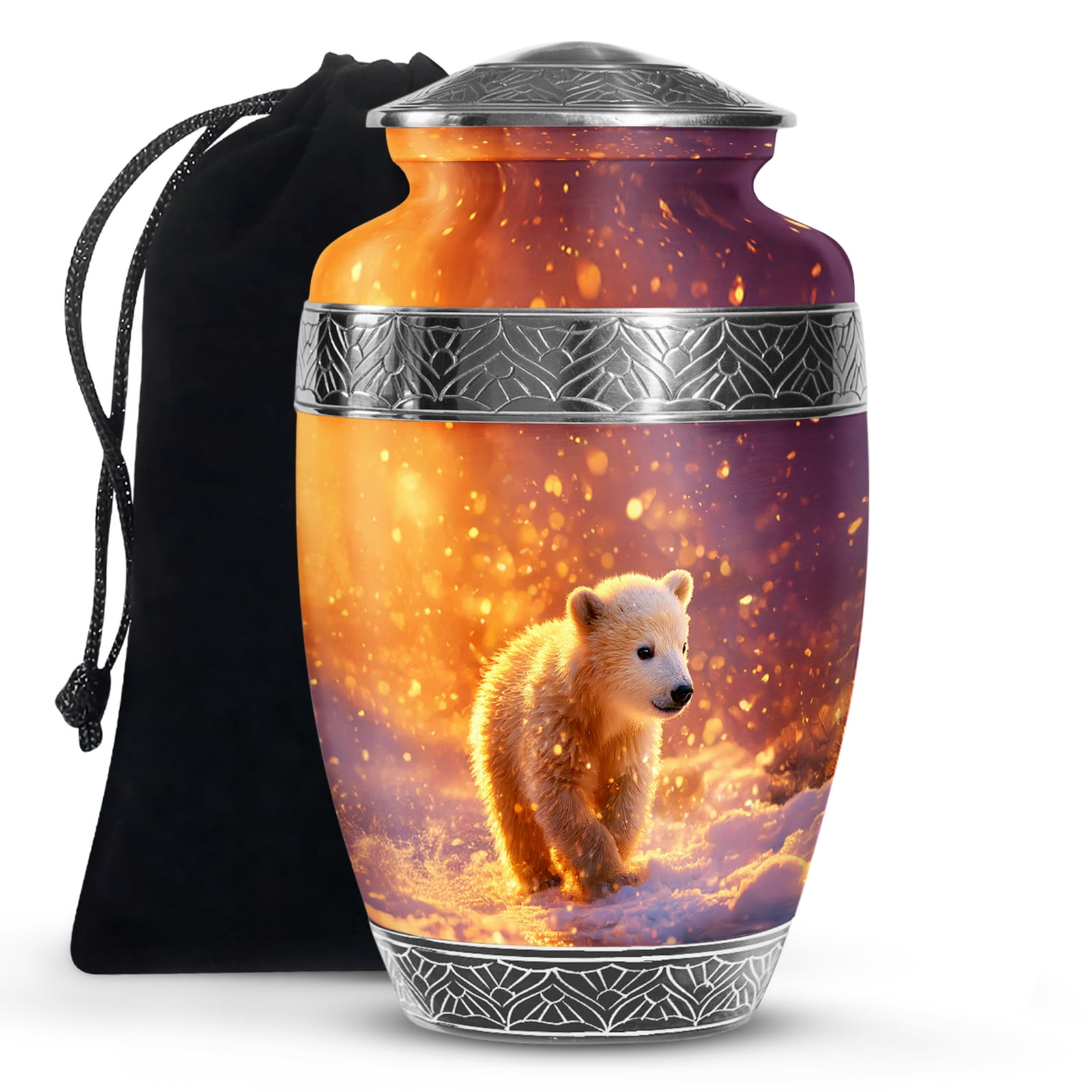KARYLIZ Polar Bear Large Funeral Urn for Male and Female, Sunset ...