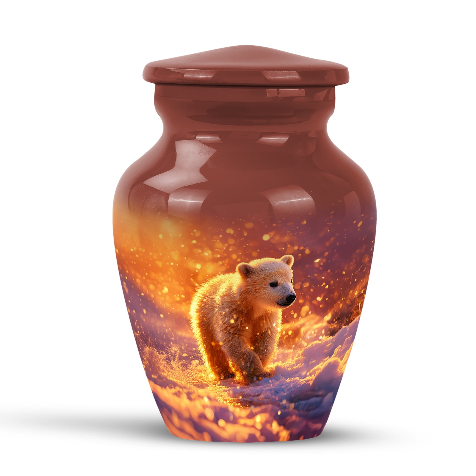 KARYLIZ Polar Bear Large Urn for Male and Female, Golden Snowlight ...