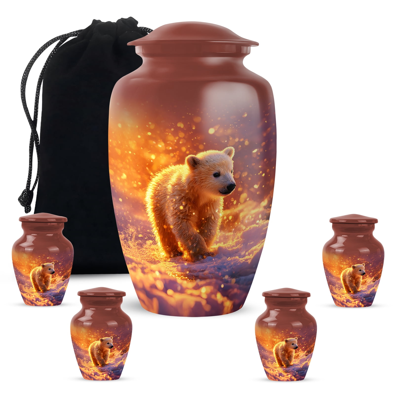 KARYLIZ Polar Bear Large Urn for Male and Female, Sunset Cremation ...