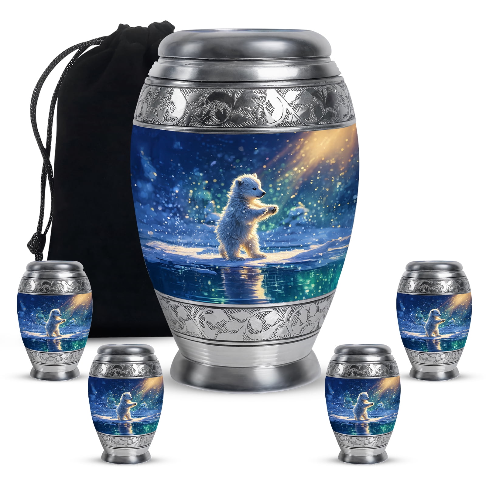 KARYLIZ Polar Bear Urn for Ashes Adult Male and Female, Blue Cremation ...