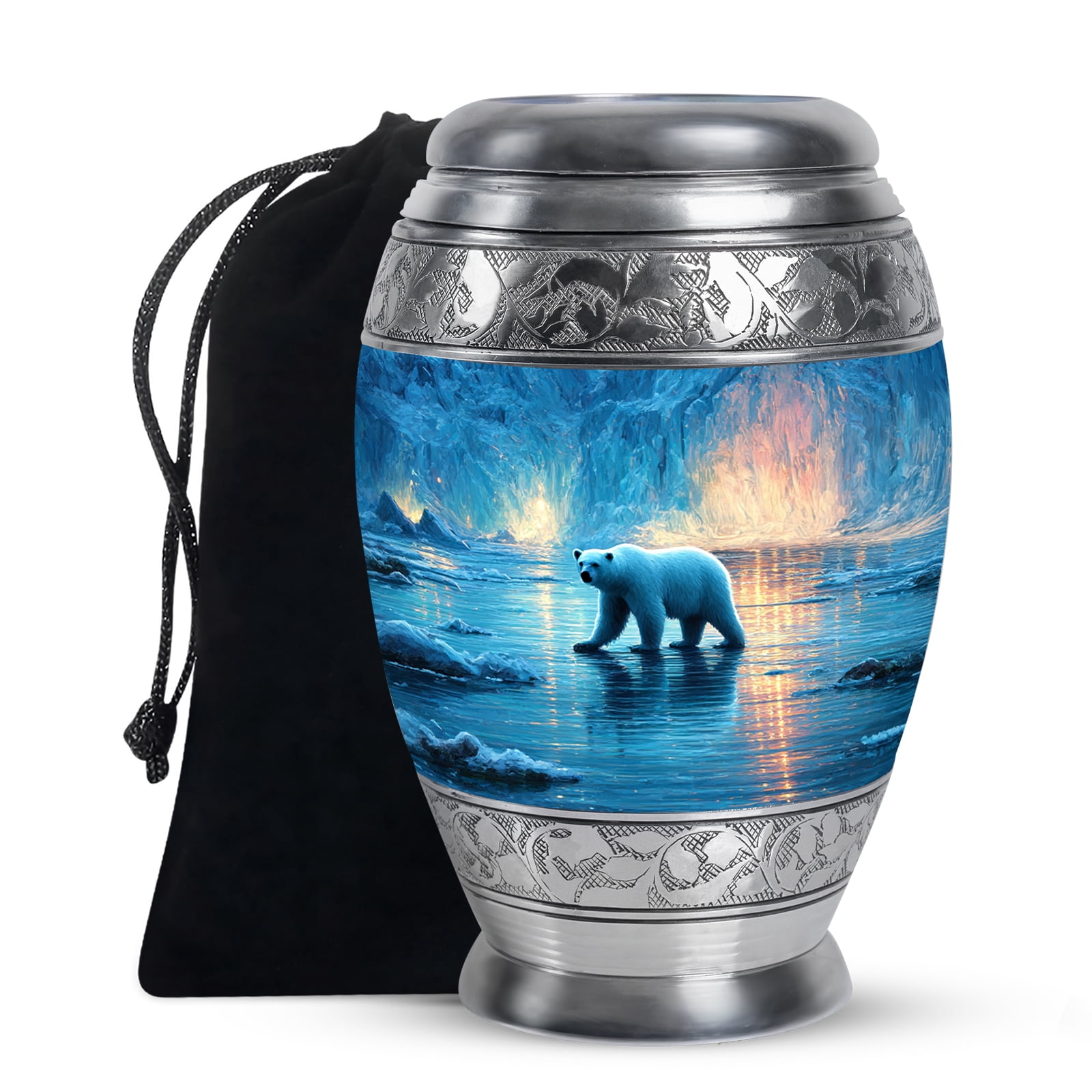 KARYLIZ Polar Bear Urn for Ashes Adult Mom and Dad, Blue Funeral Urns ...