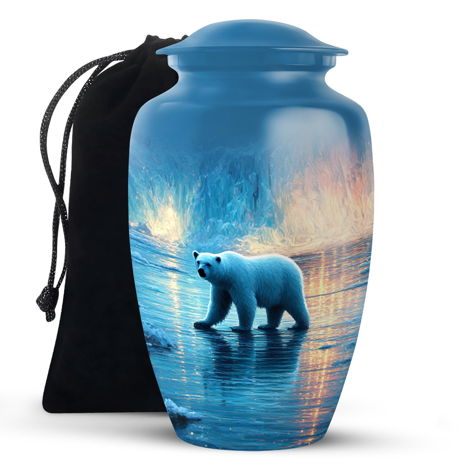 KARYLIZ Polar Bear Urn for Male & Female, Arctic Blue Funeral & Burial ...